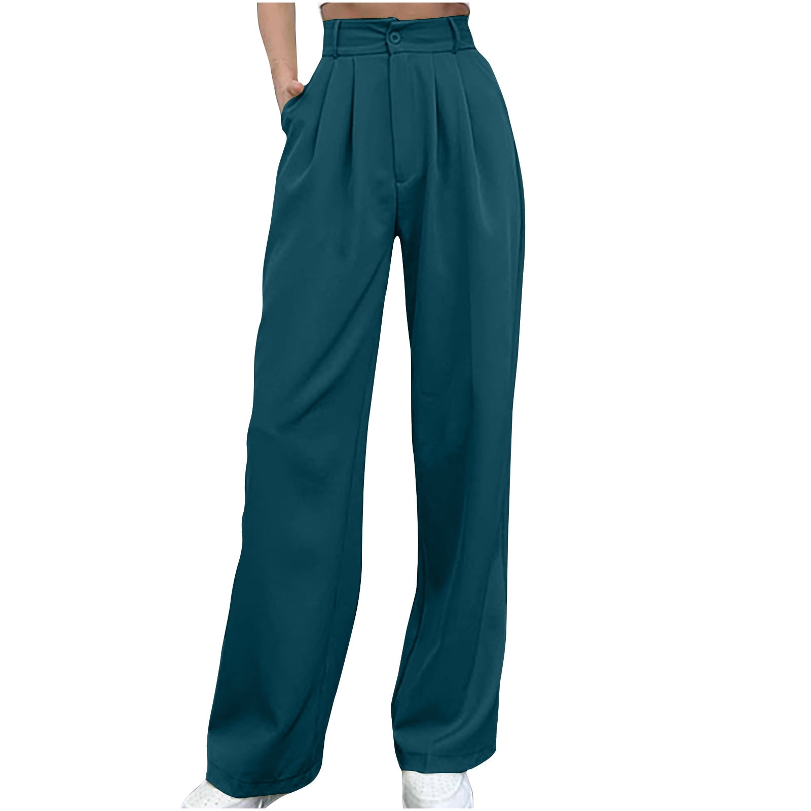 Lenpel Women's Wide Leg Dress Pants Baggy High Waisted Business Casual ...