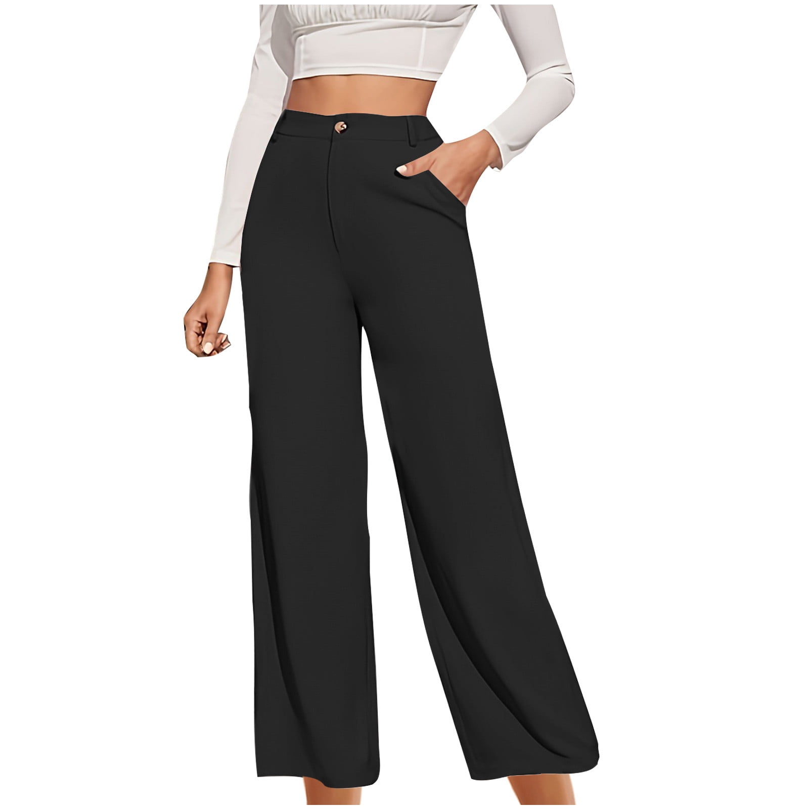 Lenpel Women's Wide Leg Pants 2025 Fashion High Waisted Business Casual ...