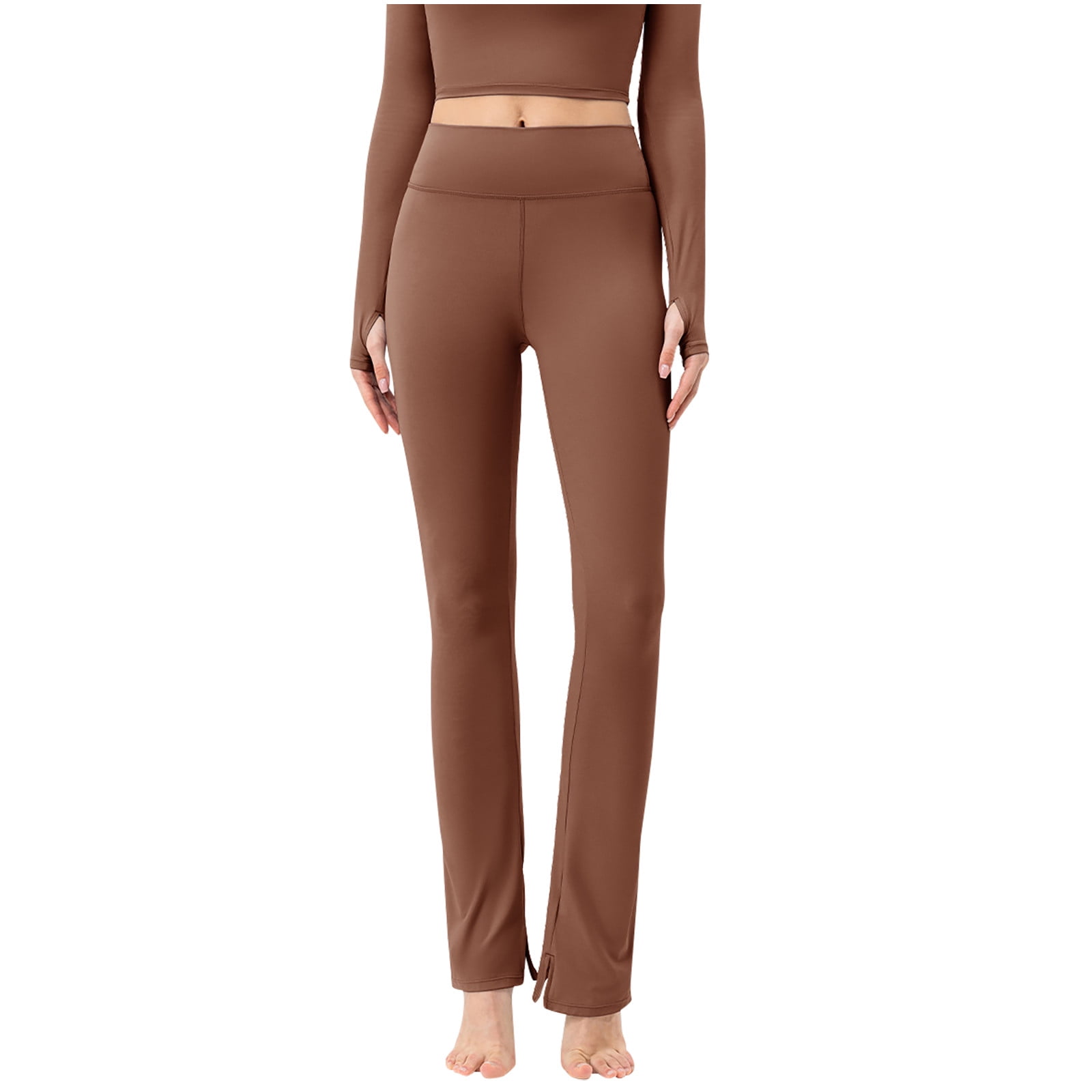 Lenpel Yoga Pants for Women Comfy High Waisted Side Split Straight Leg Yoga Pants Athletic ...