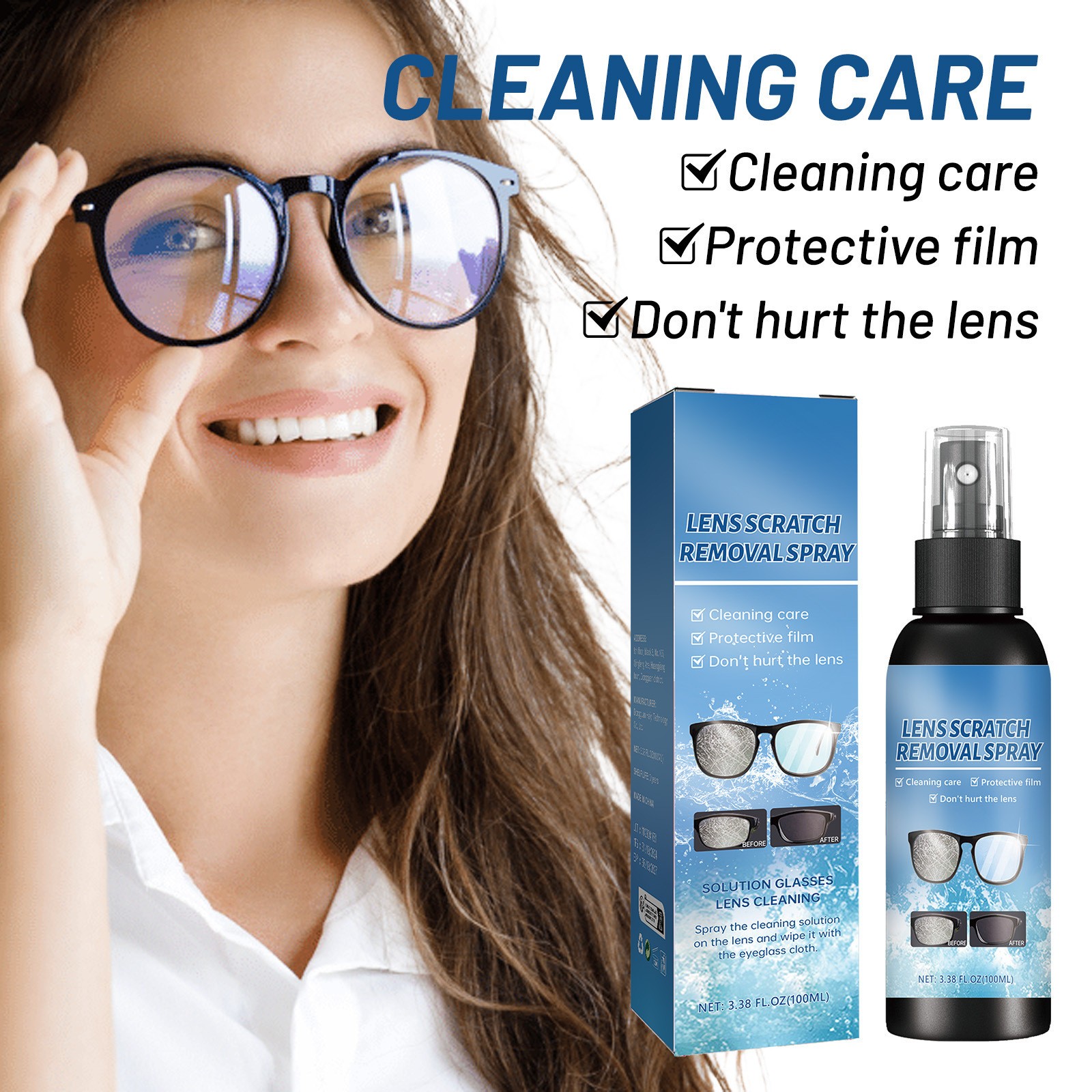 Lens Scratch Removal Spray Glass Cleaner Spray Lens Screen Glasses ...