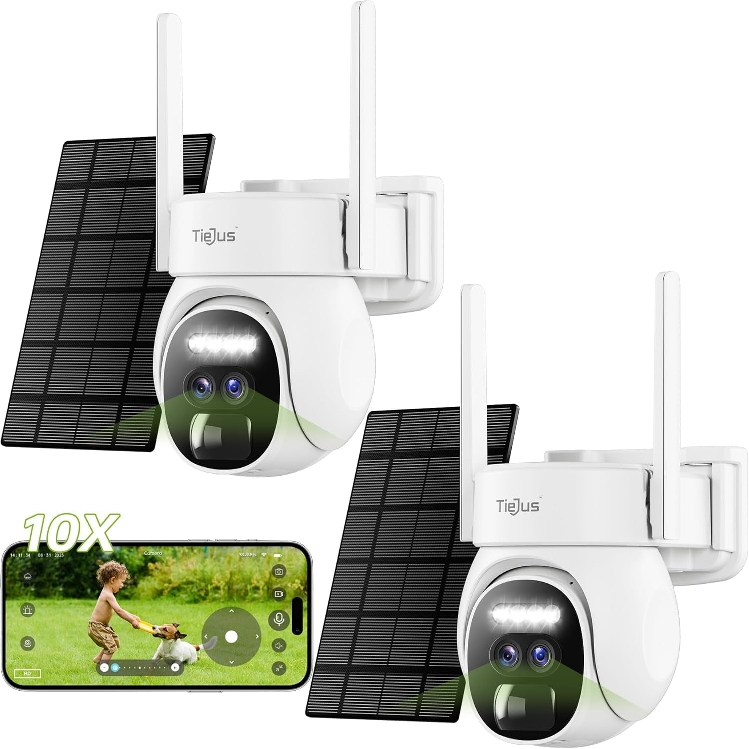 Lens Security Cameras Wireless Outdoor 2Packs, 360° PTZ Solar Cameras ...