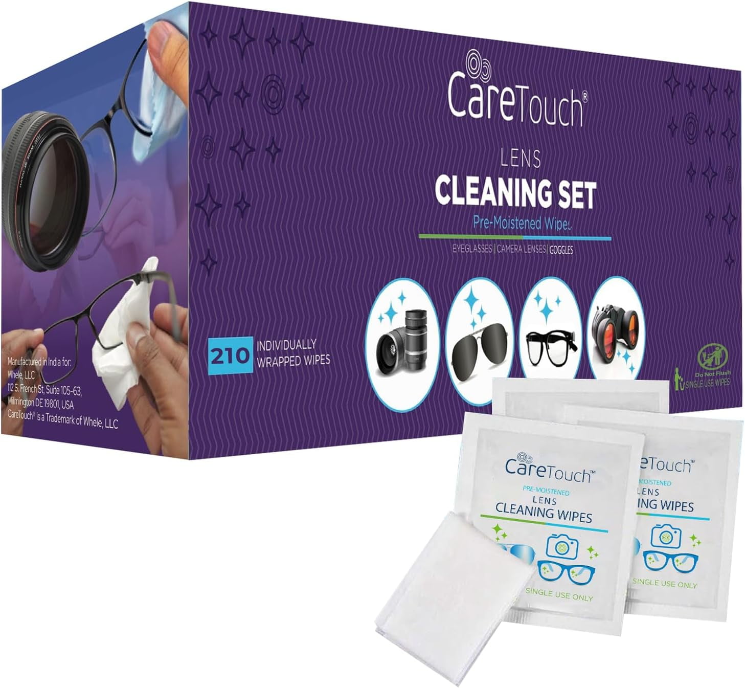 Lens Wipes for Eyeglasses- 210 Count Individually Wrapped Pre ...