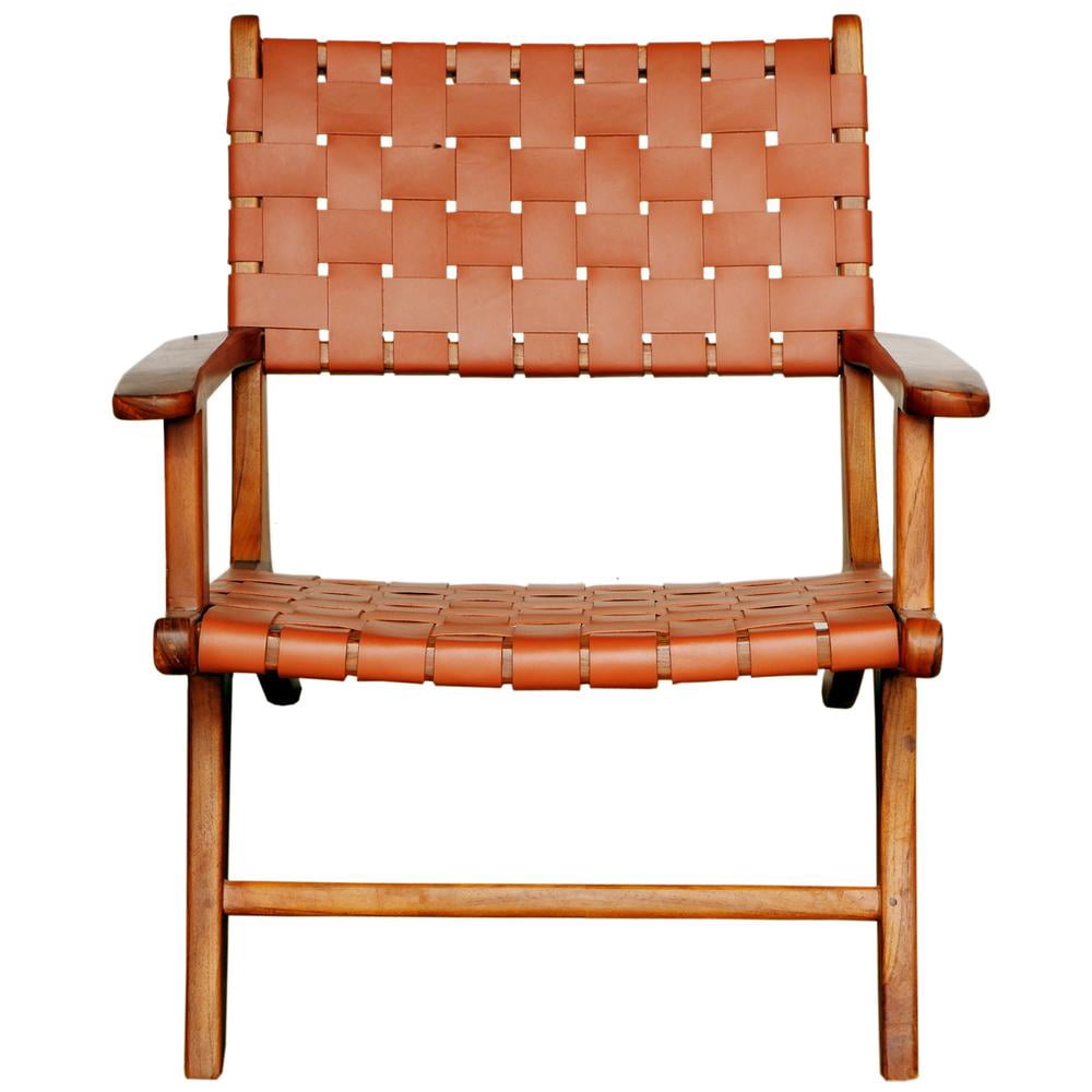 Lentos Mid-Century Modern Rectangular Back Tan Leather Lounge Chair ...