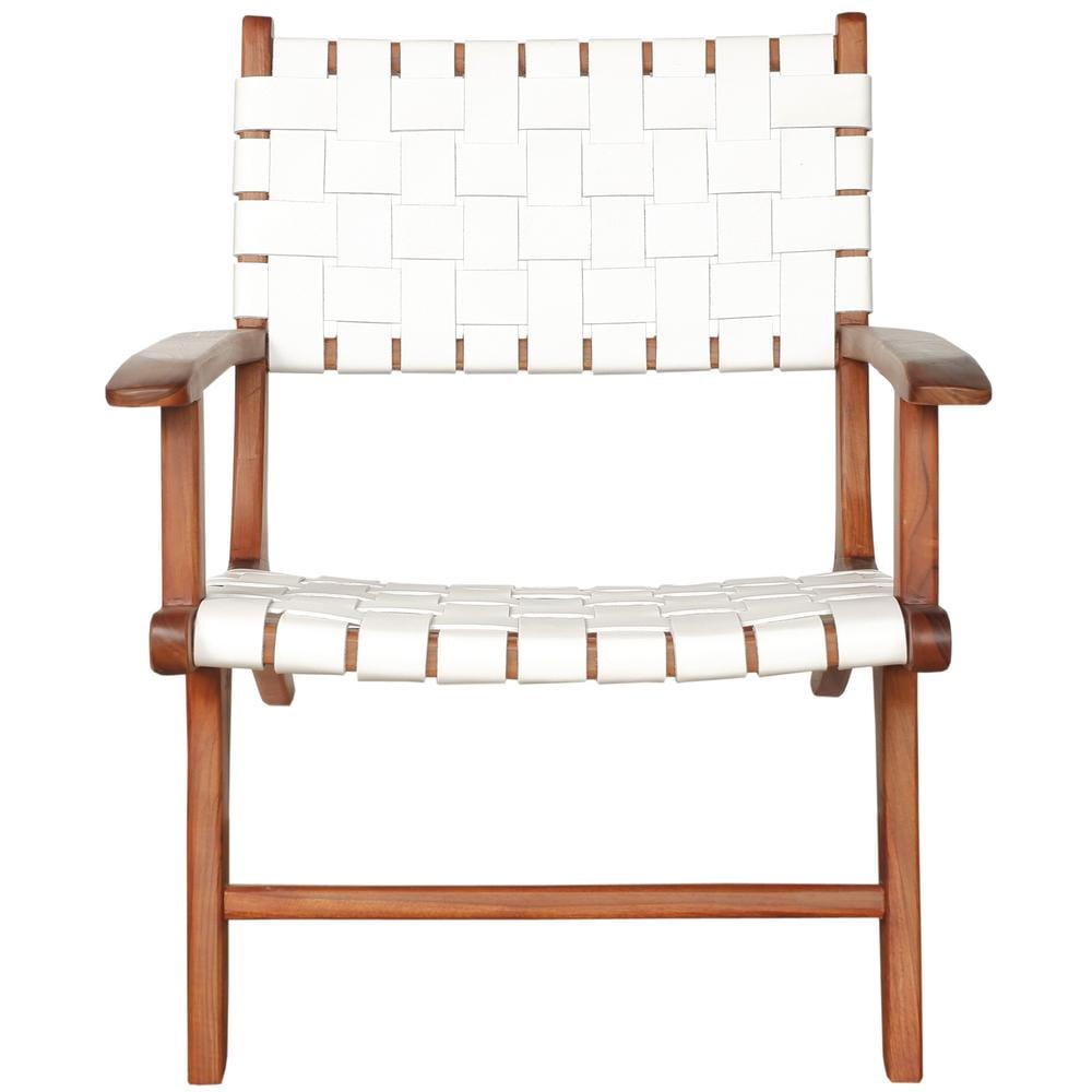 Lentos Mid-Century Modern Rectangular Back White Leather Lounge Chair ...