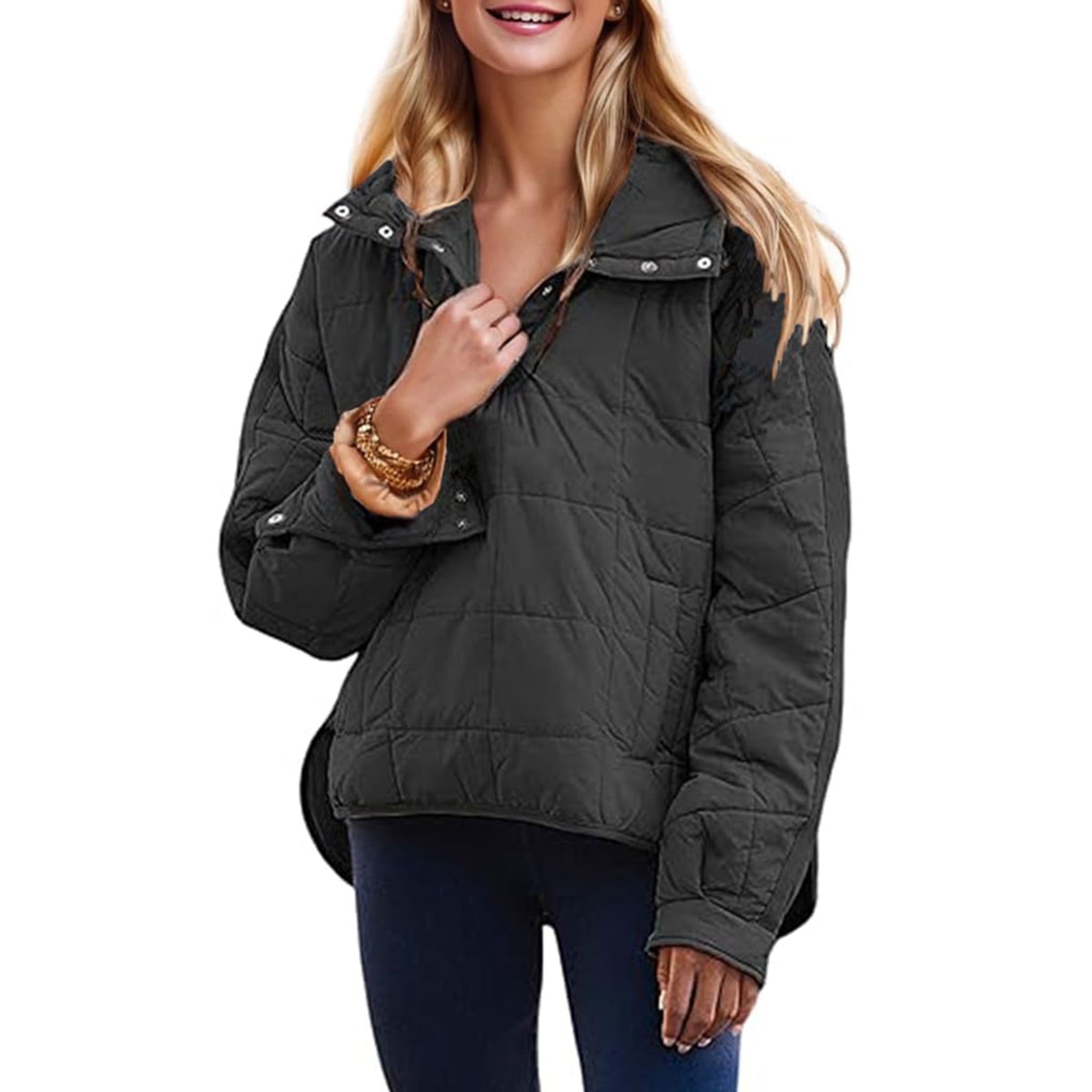 Lentta Women's Oversized Puffer Jacket Quilted Dolman Hoodies Pullover ...