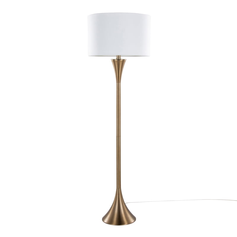 Lenuxe 65" Contemporary Metal Floor Lamp in Matte Golden Bronze Metal ...