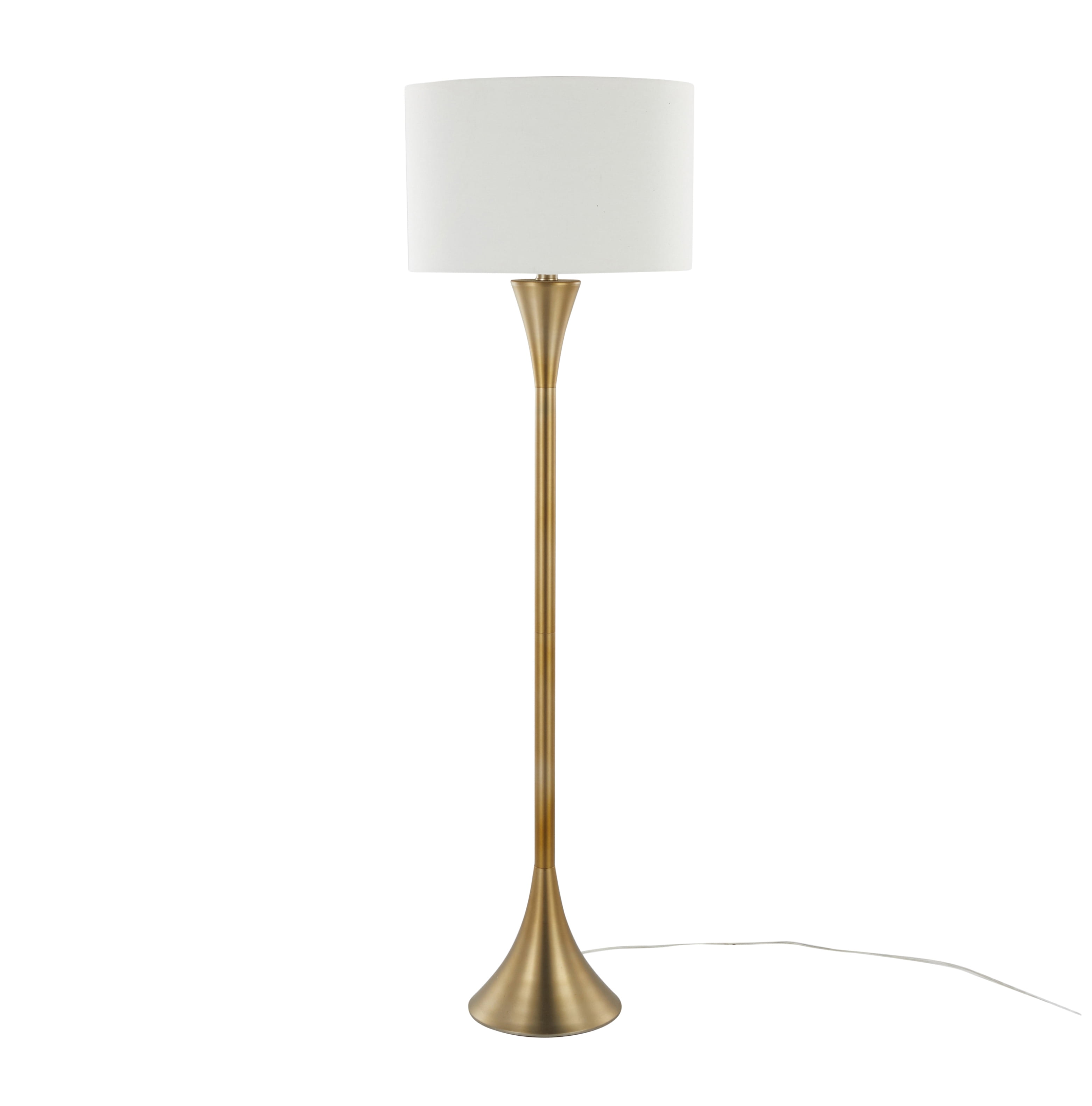 Lenuxe 65" Contemporary Metal Floor Lamp in Metal with White Linen ...