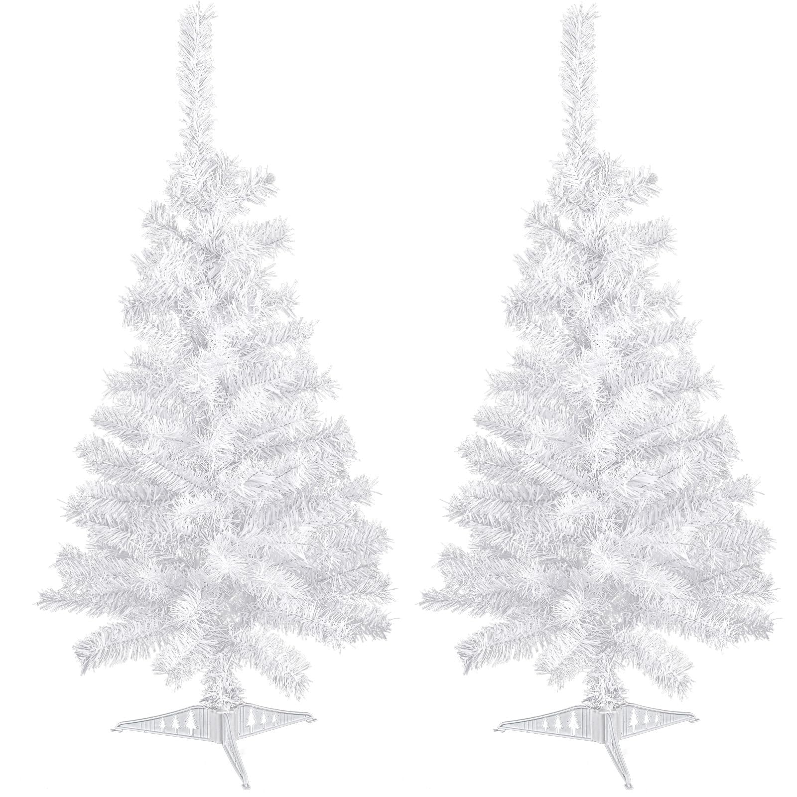 Lenwen 2 Pcs Mini White Christmas Tree 3 ft Artificial Christmas Tree with Stand Weather ...