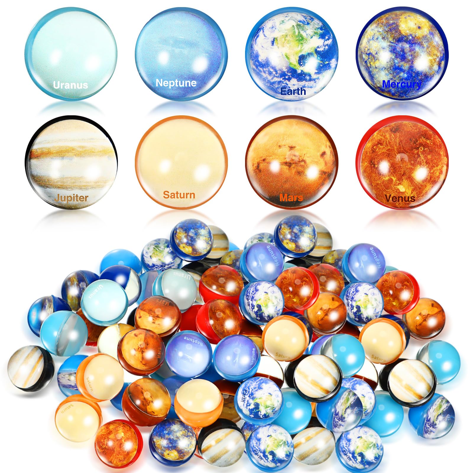 Lenwen 56 Pcs Space Party Favors Planet Bouncy Balls Solar System Toys Balls 30 mm Small Space ...
