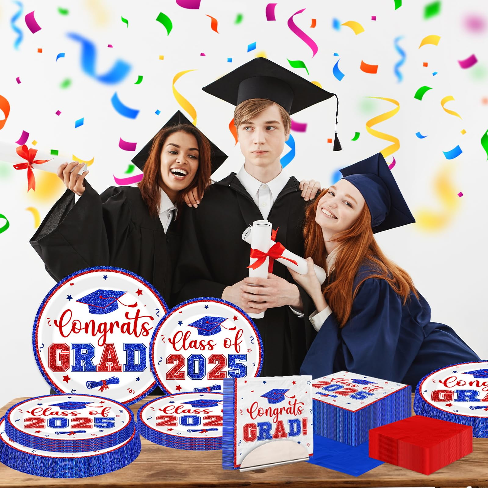 Lenyunge Graduation Decorations AJH3 2025,Red and Blue Graduation ...