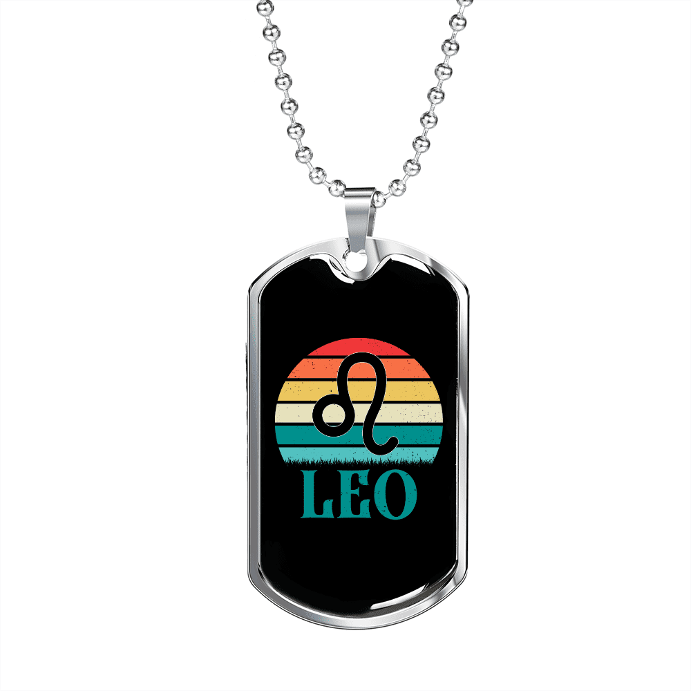 Leo Colors Zodiac Necklace Stainless Steel or 18k Gold Dog Tag 24 ...