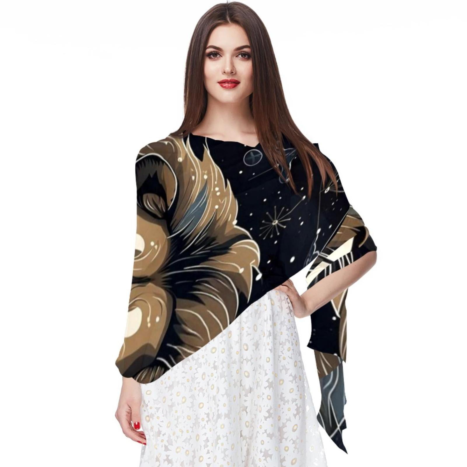 Leo Constellation Translucent Chiffon Yarn Silk Scarf - Light ...