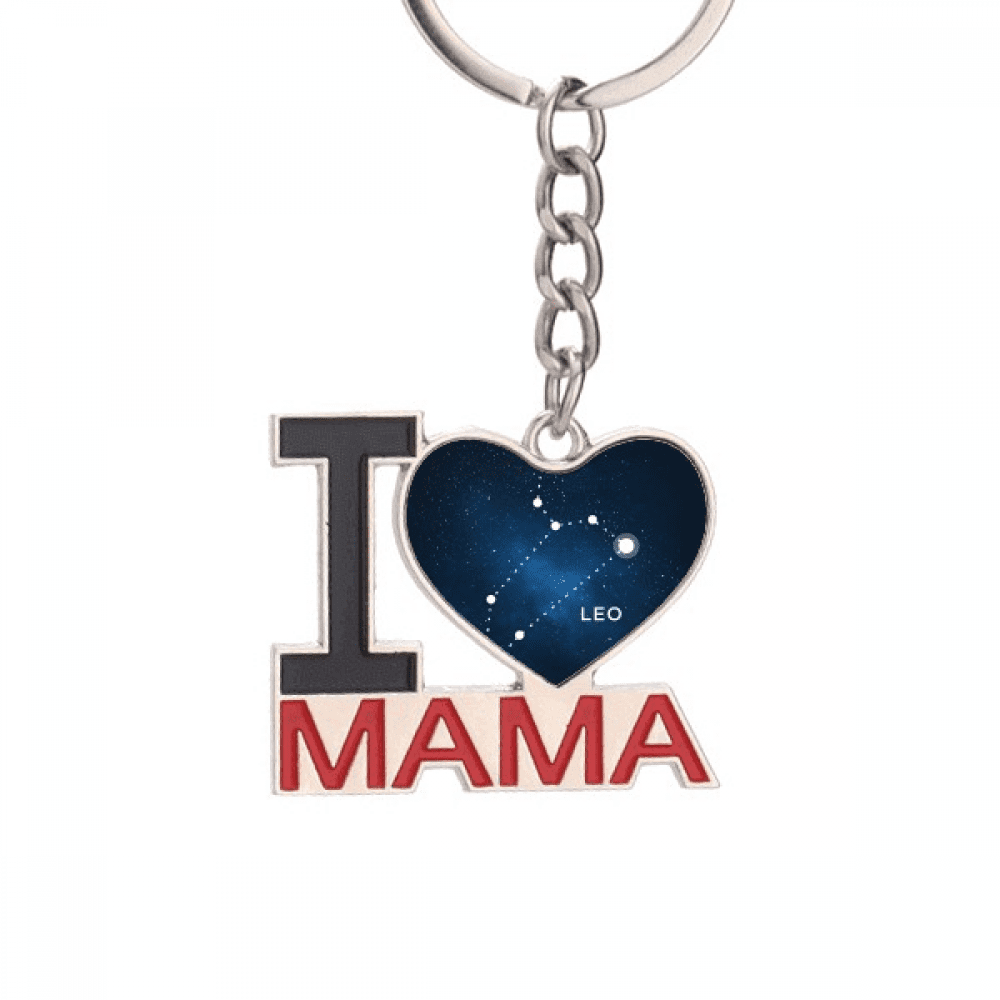 Leo Constellation Zodiac Sign Keychain Metal Keyring Holder Love MAMA ...