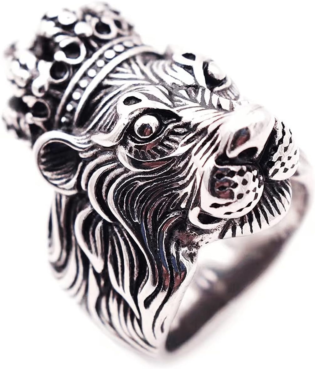 Leo Crown Rings for men 3D Lion King Style Simba Hip Hop Heavy Metal ...