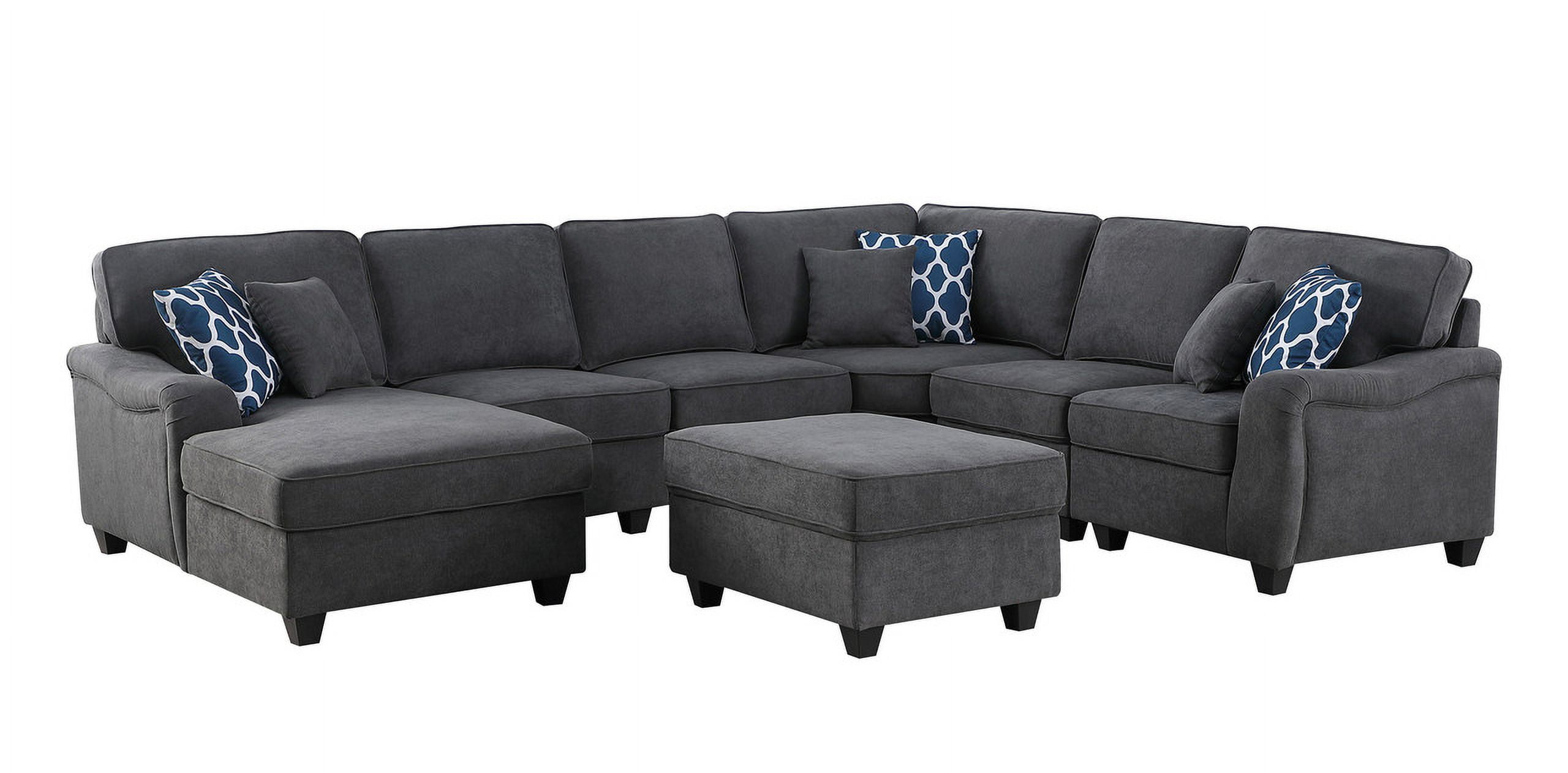 Leo Dark Gray Woven 7Pc Modular L-Shape Sectional Sofa Chaise and ...