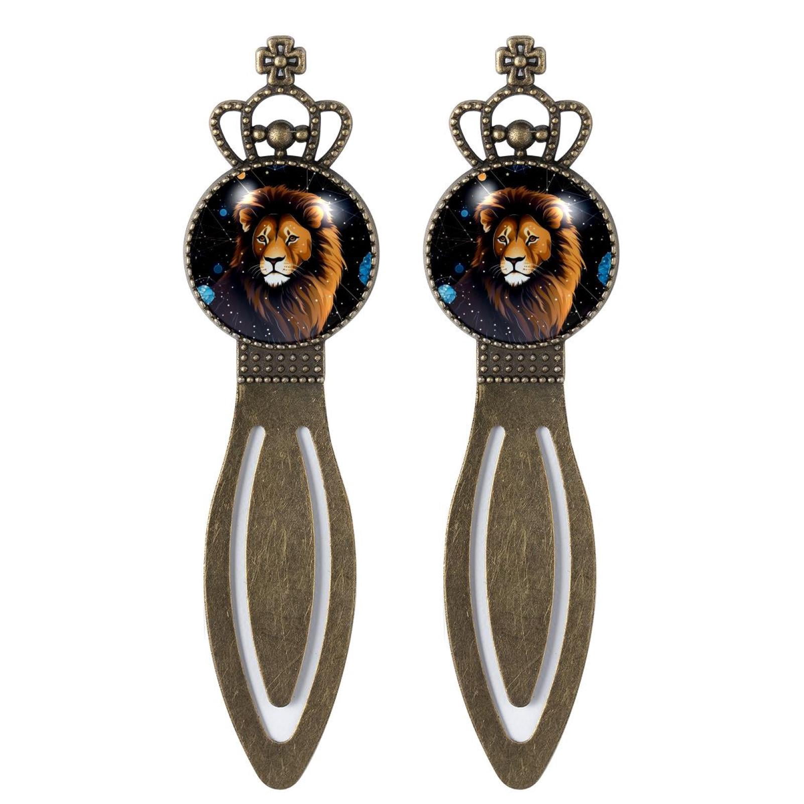 Leo Elegant Vintage Copper Crown-Shaped Bookmarks, Set of 2 Stainless ...
