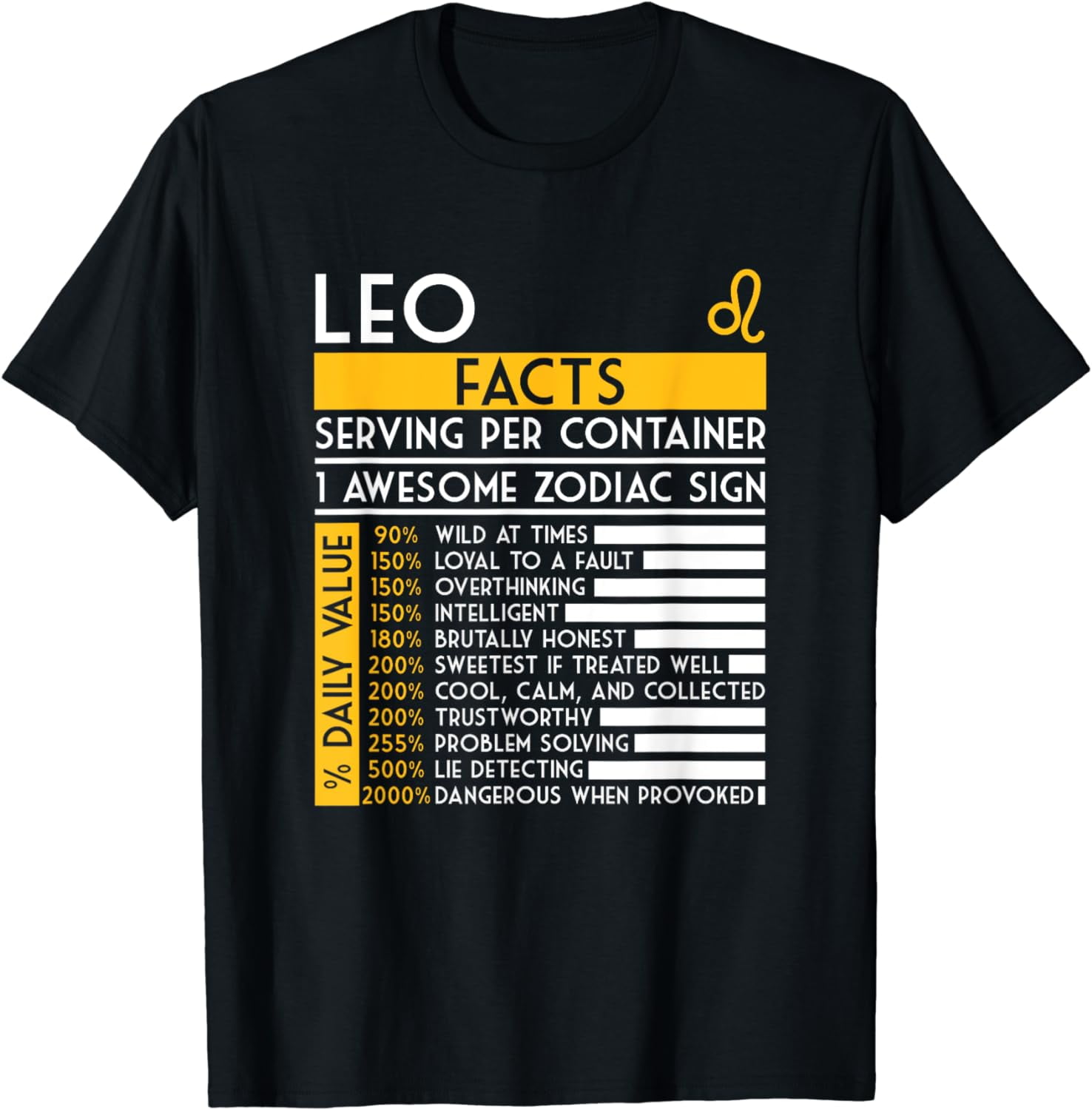 Leo Facts Zodiac Horoscope Funny Astrology Star Sign Cotton T-Shirt ...