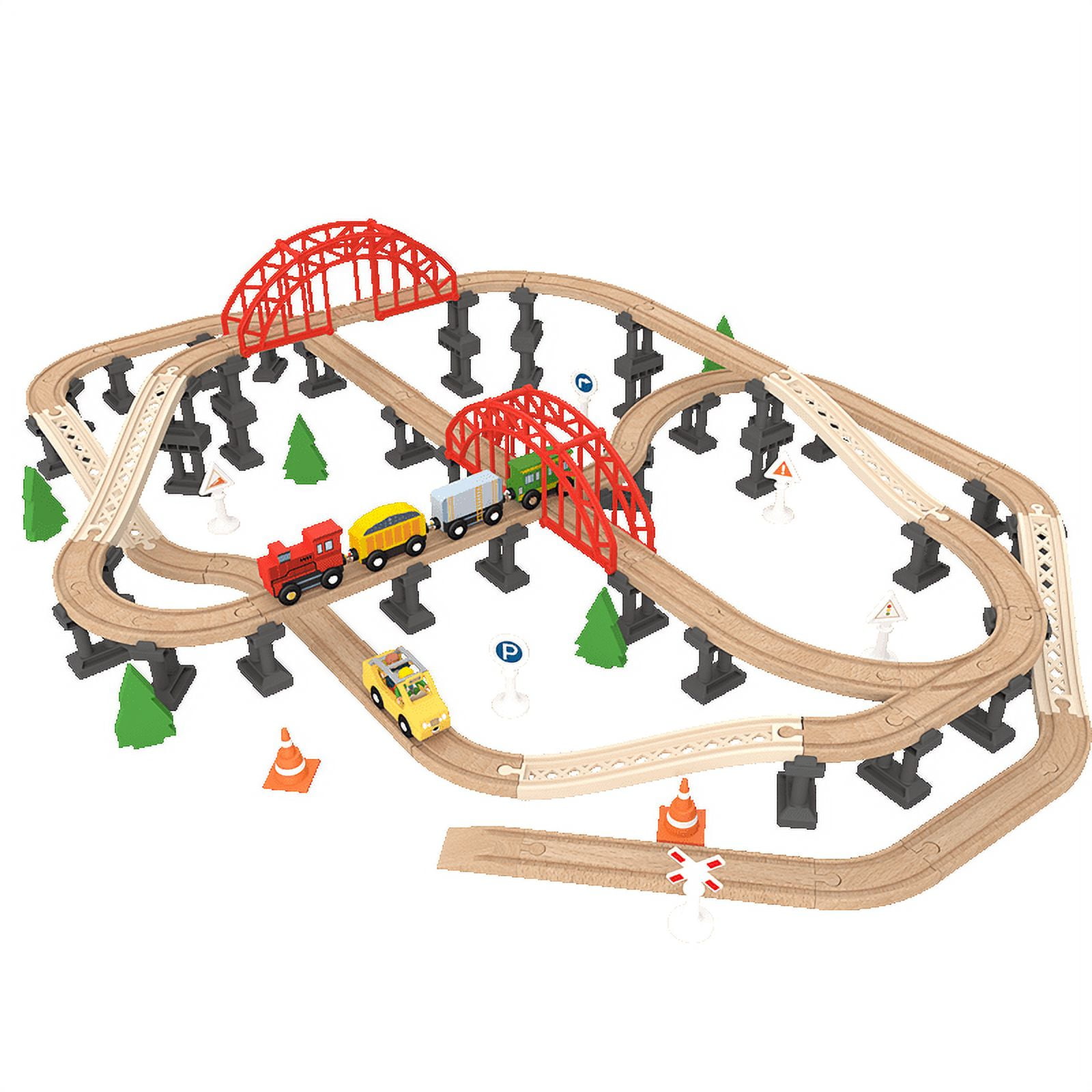 Leo & Friends Railway Bridge Set, Wooden Toy Bridge Set for Toy Cars ...