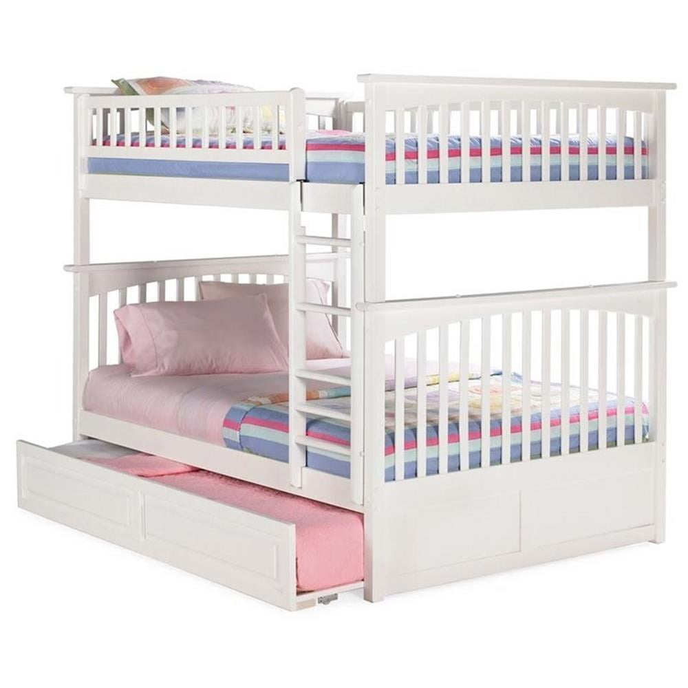 Leo & Lacey Full Over Full Trundle Bunk Bed in White - Walmart.com