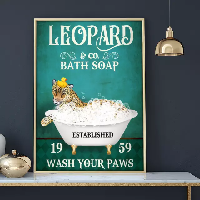 Leo.Pard Bath Soap Wash Your Paws Poster Print Art Vintage NO FRAMED ...
