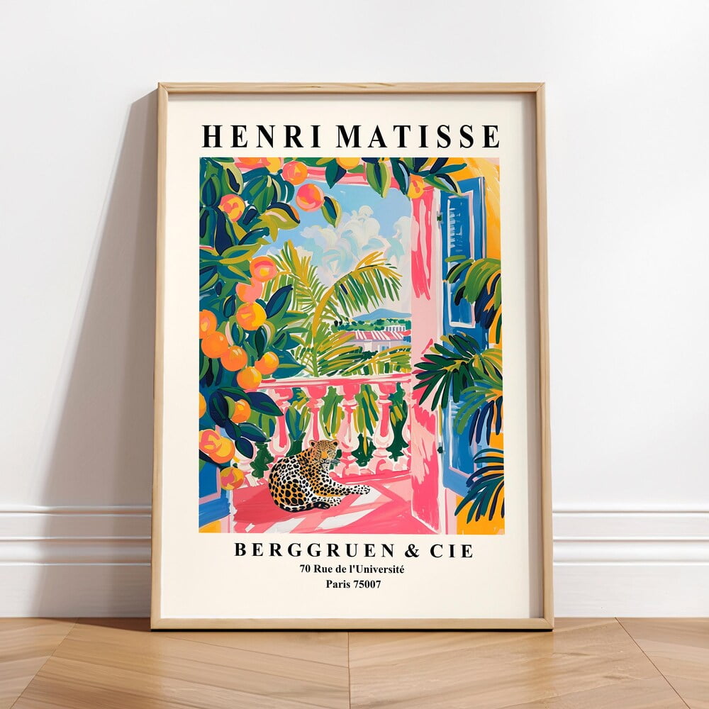 Leo.Pard On A Balcony, Matisse Print, Beachy Decor, Pink Dopamine Art ...