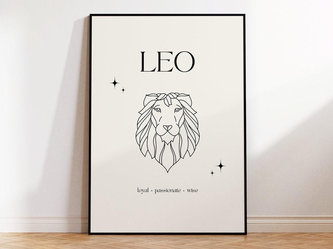 Leo Print Print, Minimalist Leo Print, Leo Zodiac Wall Art, Zodiac ...
