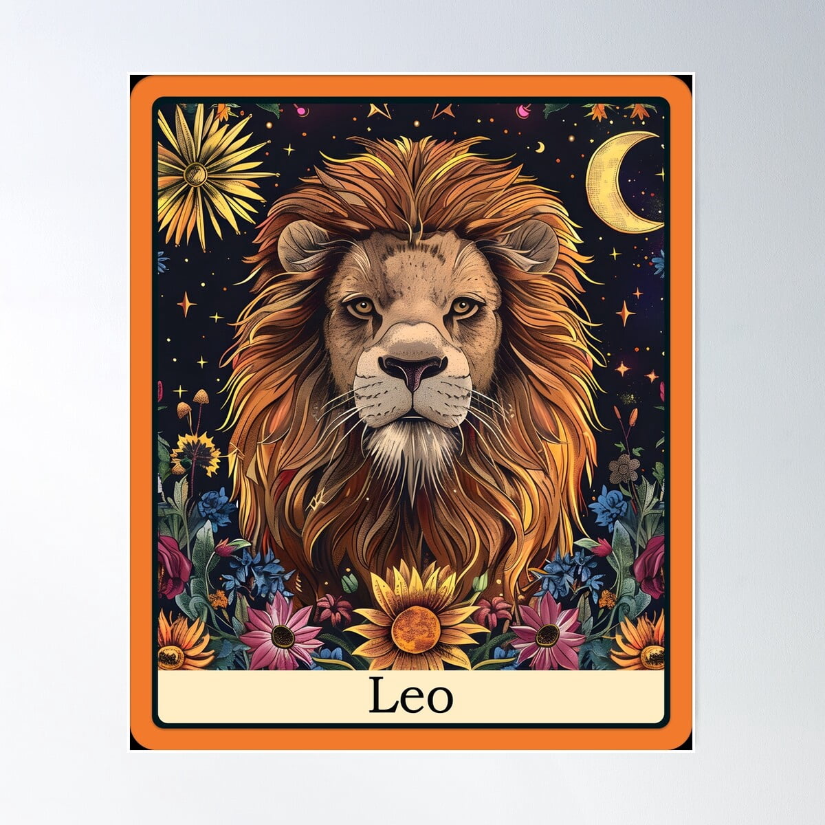 Leo Tarot Card Boho Celestial Zodiac Poster Wall Art, Modern Wall Decor ...