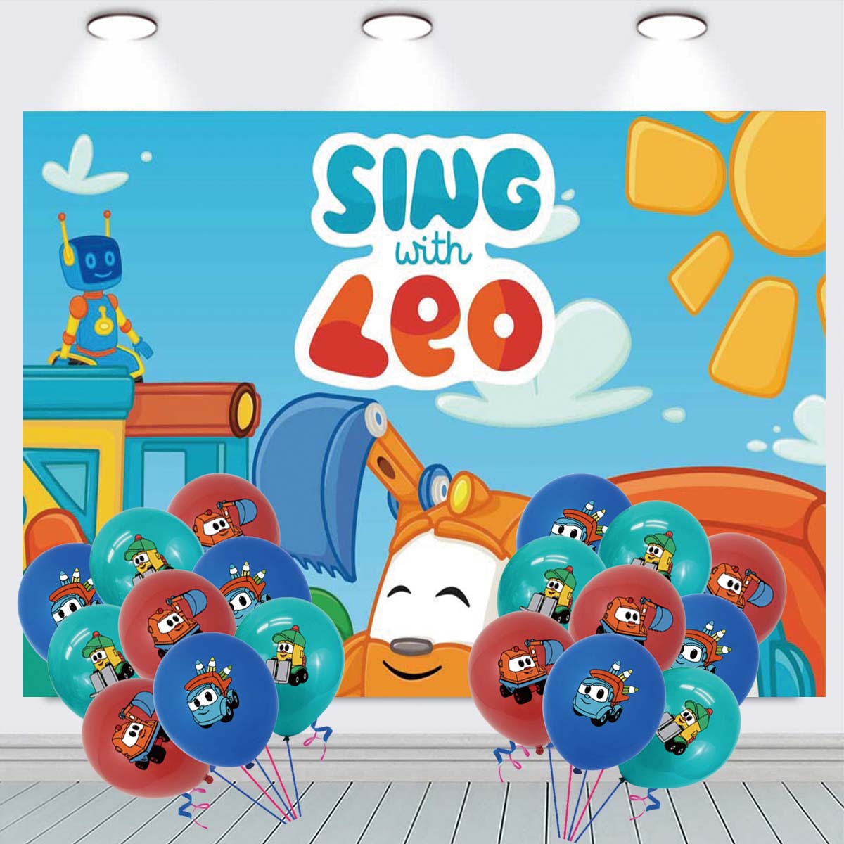 Leo The Truck Backdrop Balloons Banner Party Decorations Taspestry Wall ...