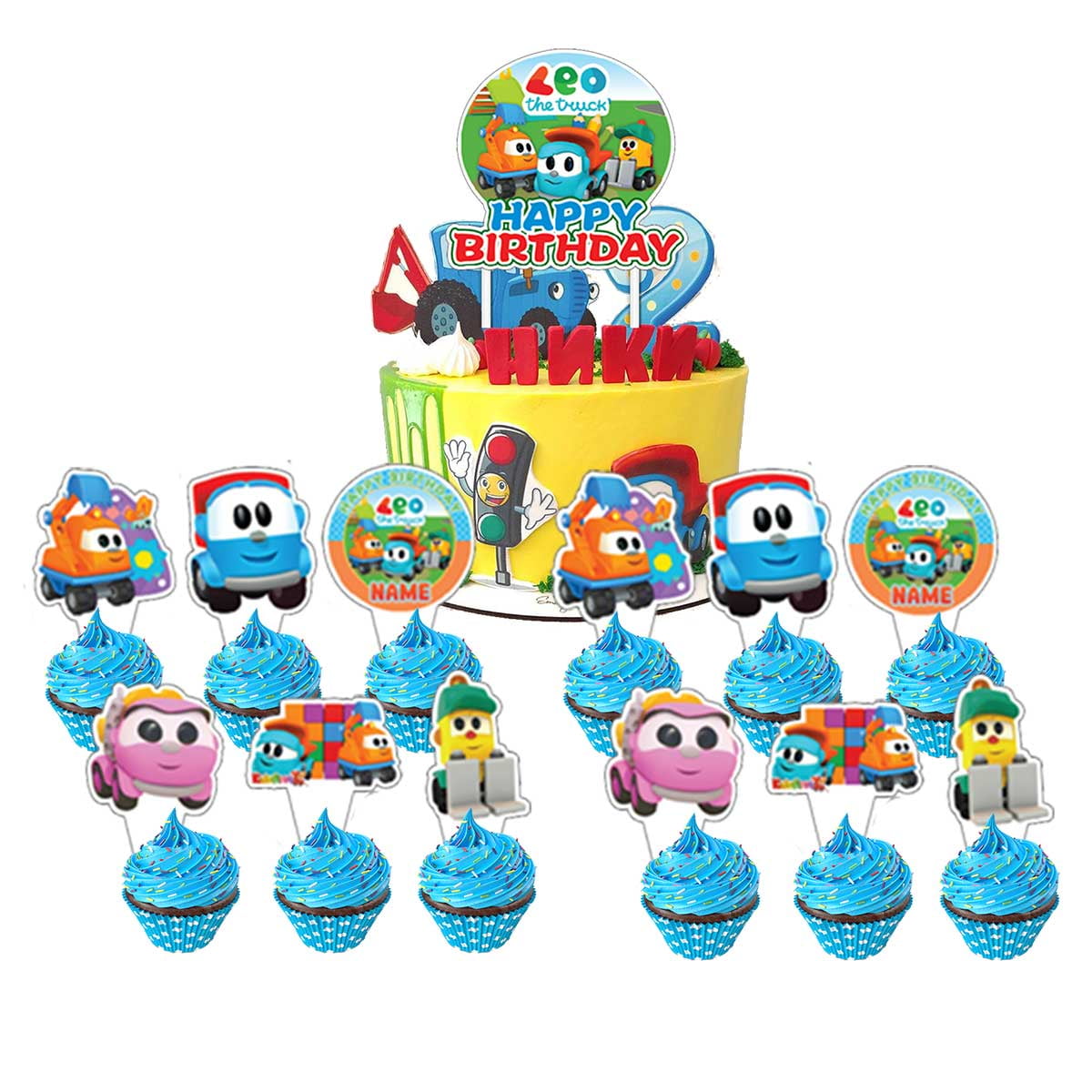 Leo The Truck Cake Topper Cupcake Set Party Supplies Decoration ...