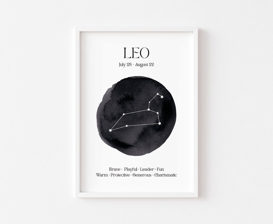 Leo Zodiac Poster, Astrology Posters, Zodiac Star Poster Wall Art ...