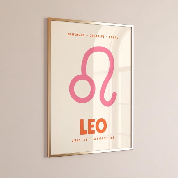 Leo Zodiac Preppy Pink Wall Art, Unframed Paper Print Size 16x24 ...