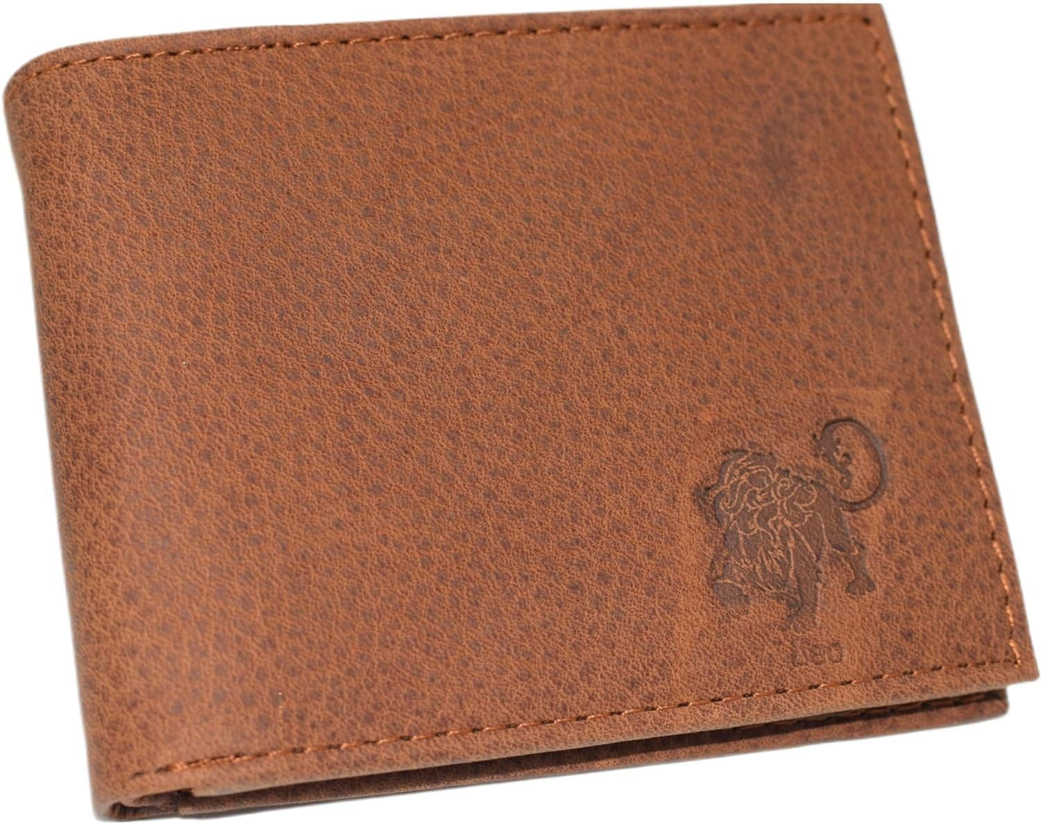 Leo Zodiac Sign RFID Blocking Cowhide Leather Men's Bifold Trifold ...