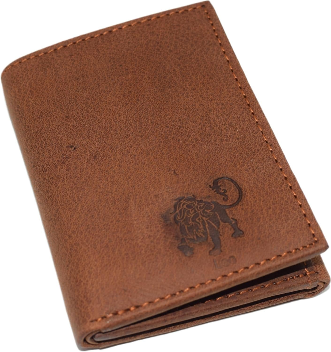 Leo Zodiac Sign RFID Blocking Cowhide Leather Men's Bifold Trifold ...