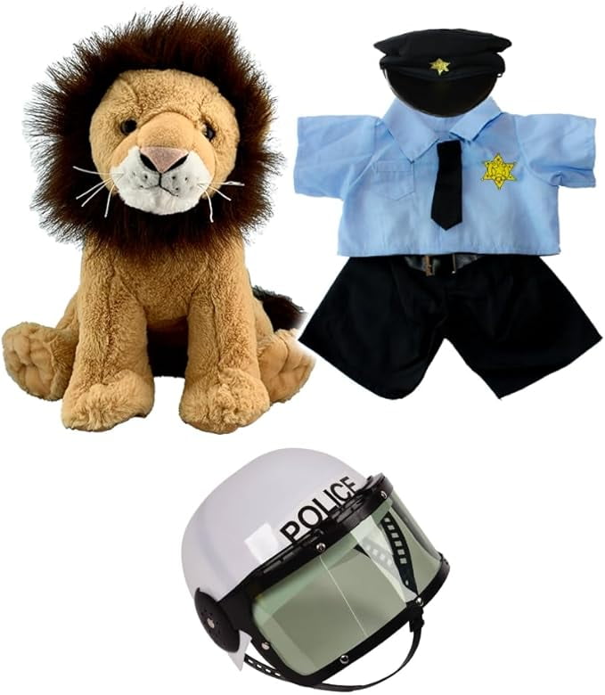 Leo the Lion 16-Inch Stuffed Plush Toy with Kids Toy Police Helmet ...