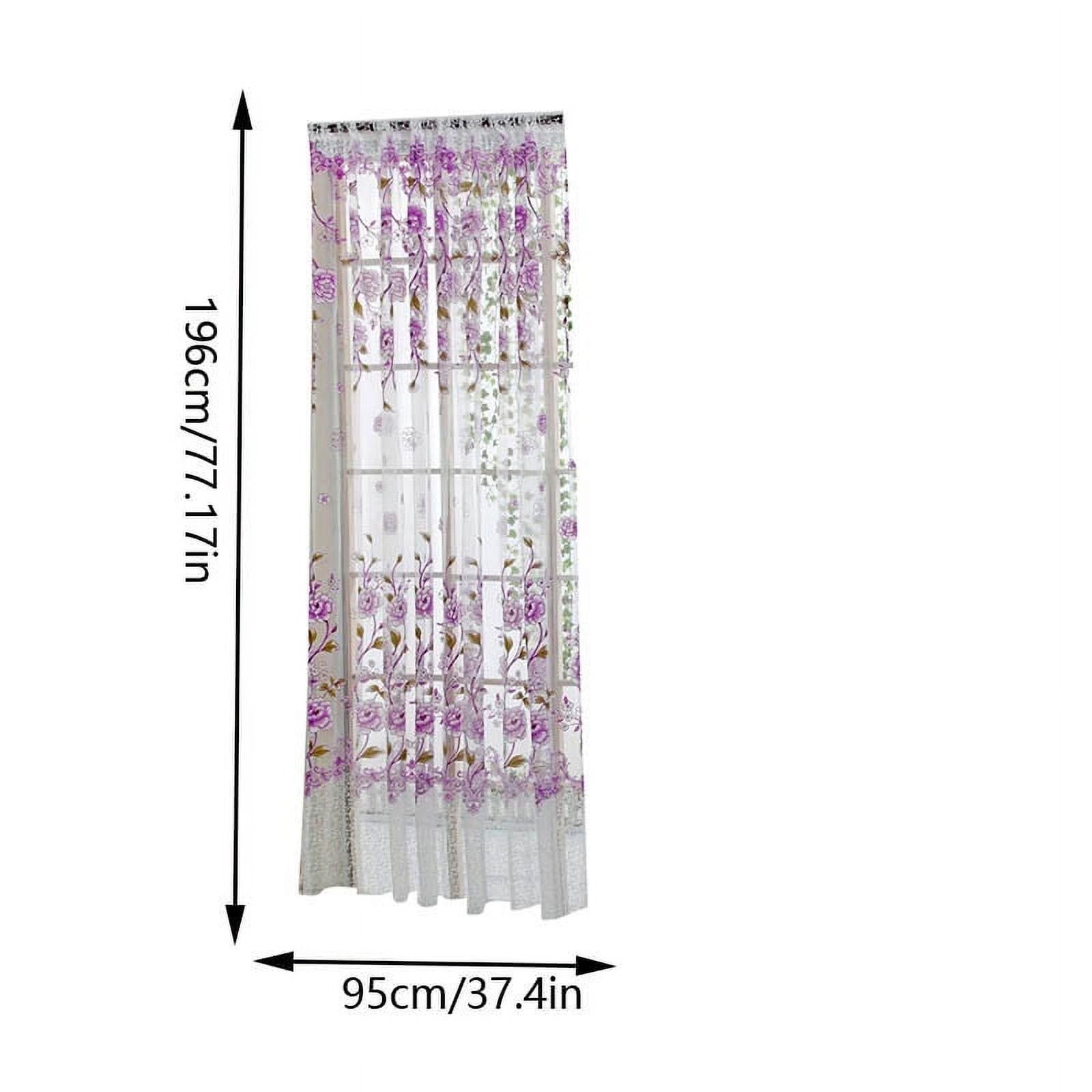 Leodye 1 Panel Fabric Peony Sheer Curtain Window Voile Drape Valance - Soft Voile Textured ...