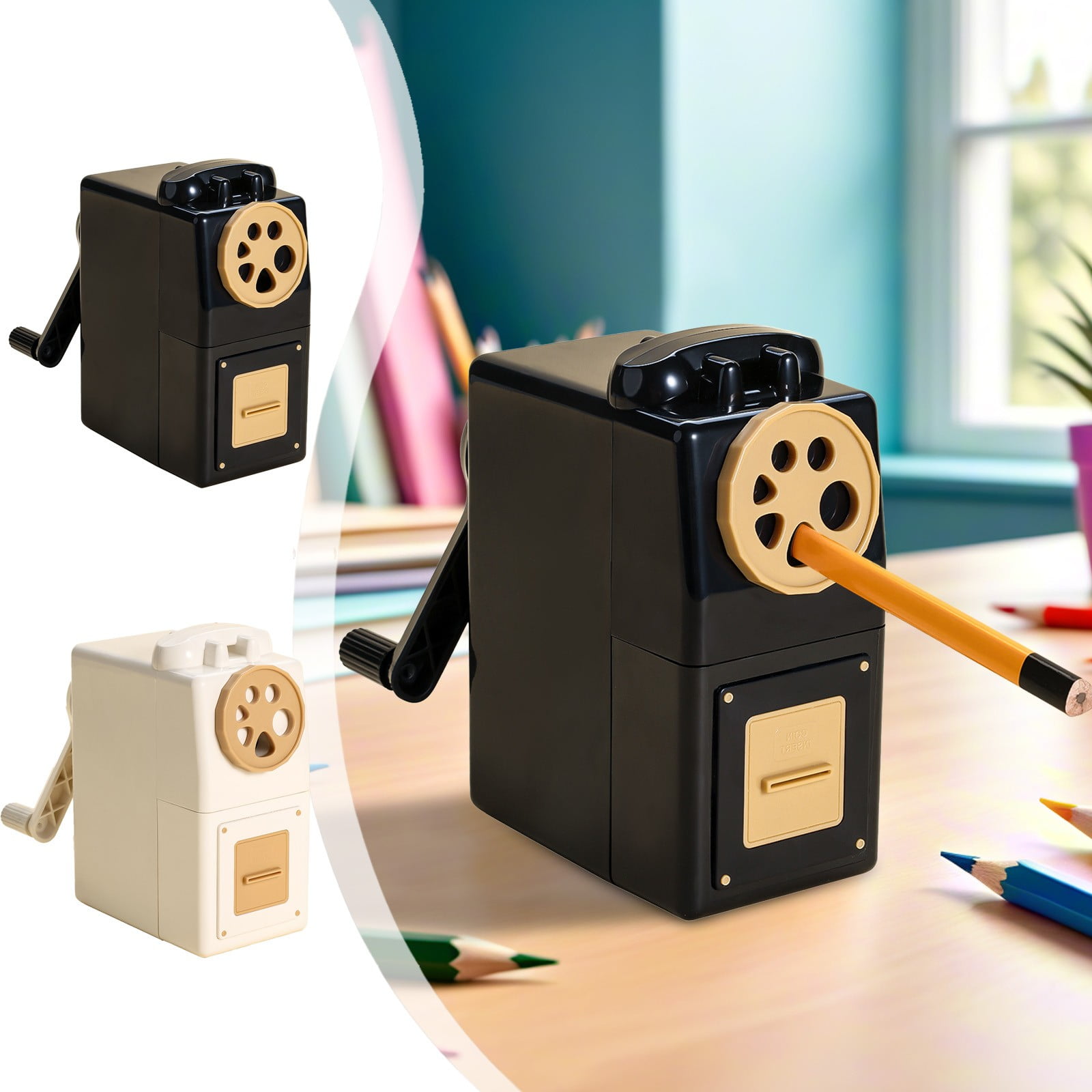 Leodye 1 pcs Large Calibers Porous Hand Cranked Pencil Sharpener Thick ...