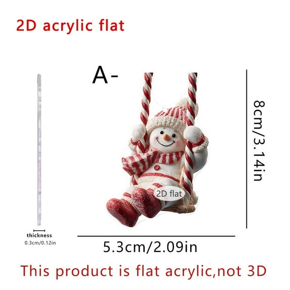 Leodye 1PCS Christmas Snowman Swing 2D Acrylic Car Keychain Hanging ...