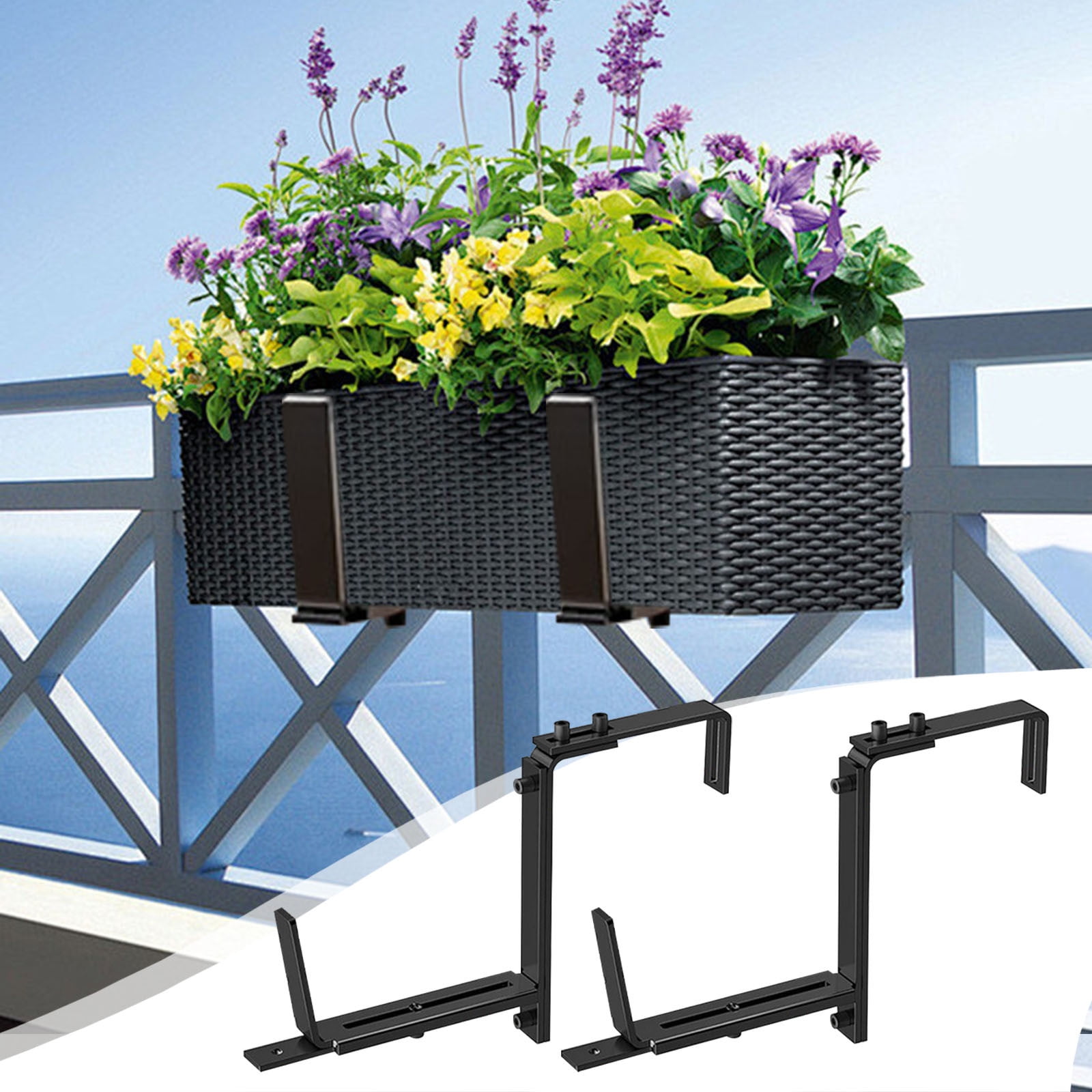 Leodye 2Pcs Adjustable Planter Box Brackets, Brackets for Window Boxes ...