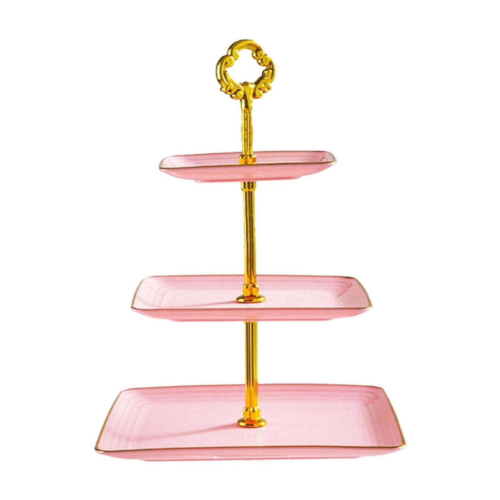 Leodye 3-Tier Gold Trim Cupcake Stand - Rectangular Tiered Serving Tray ...