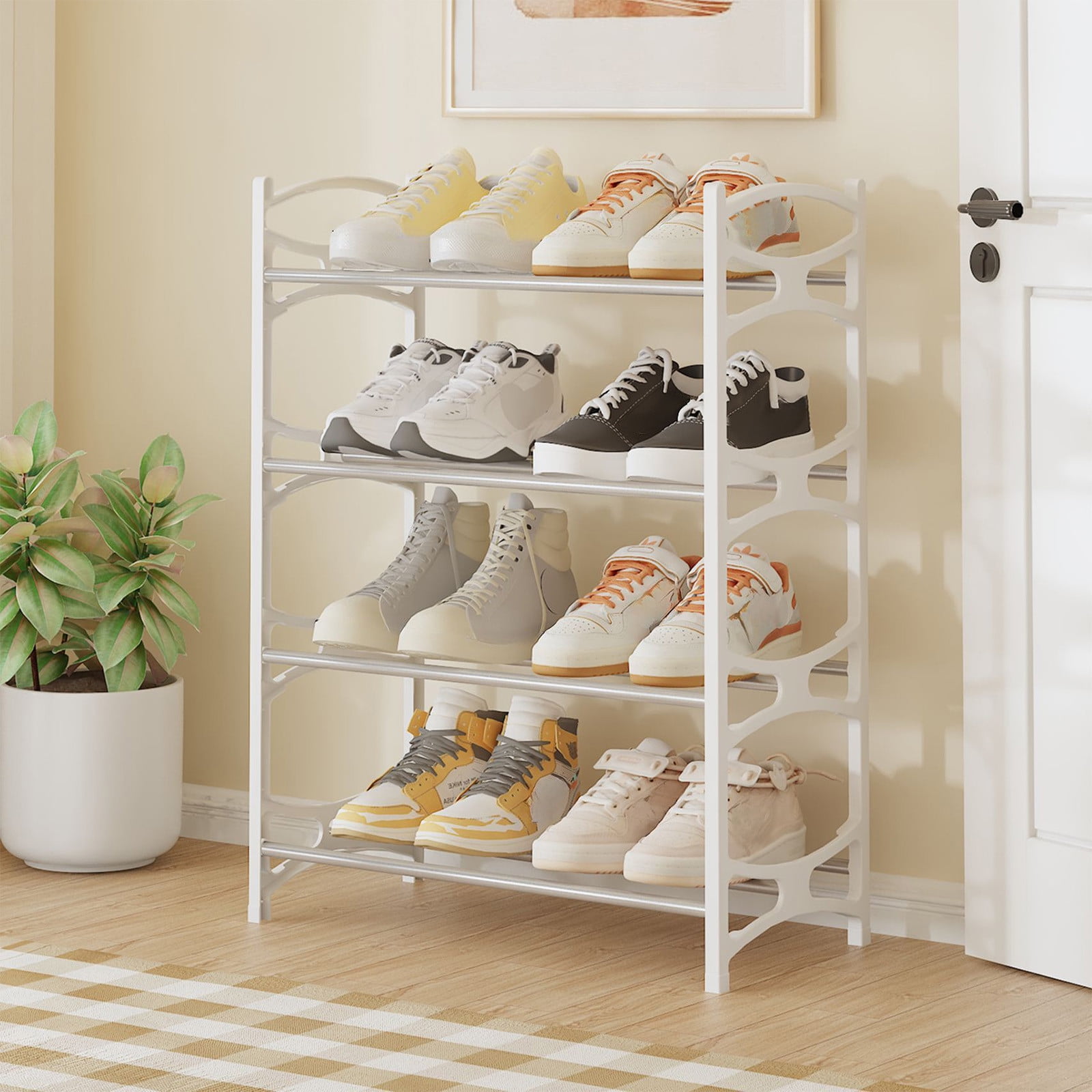 Leodye 4-Tier Shoe Rack,Sturdy and Long-Lasting Shoe Shelf,26"x11"x7.5 ...