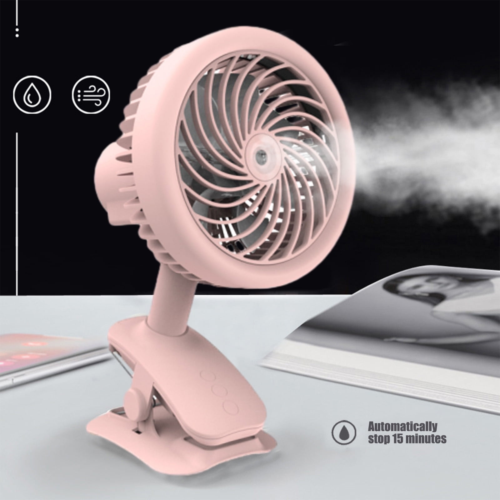 Leodye Desktop office Student Portable Small Fan USB Charging Clip ...