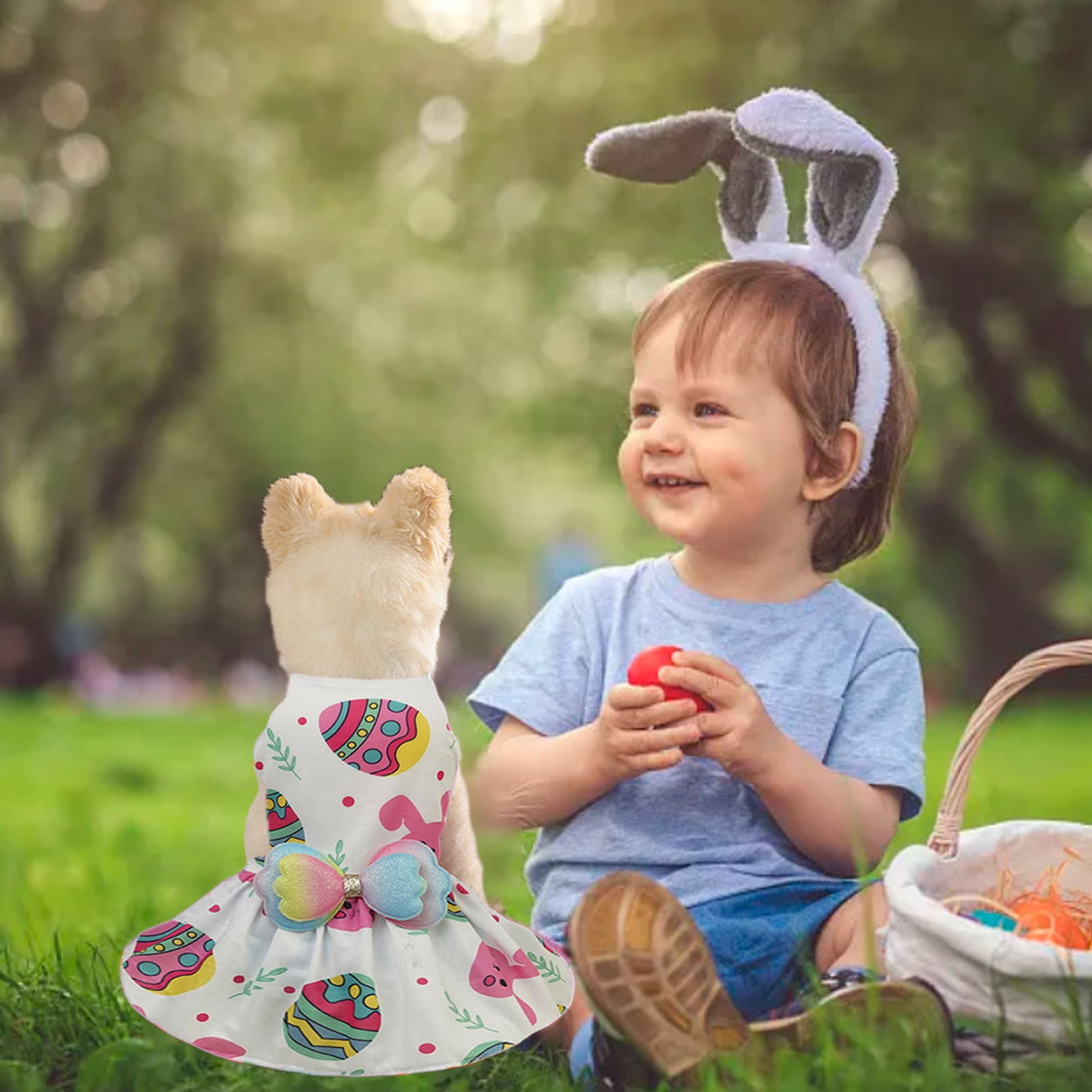 Leodye Easter Dog Outfit Egg and Bunny-Themed Summer Costume for Pets ...