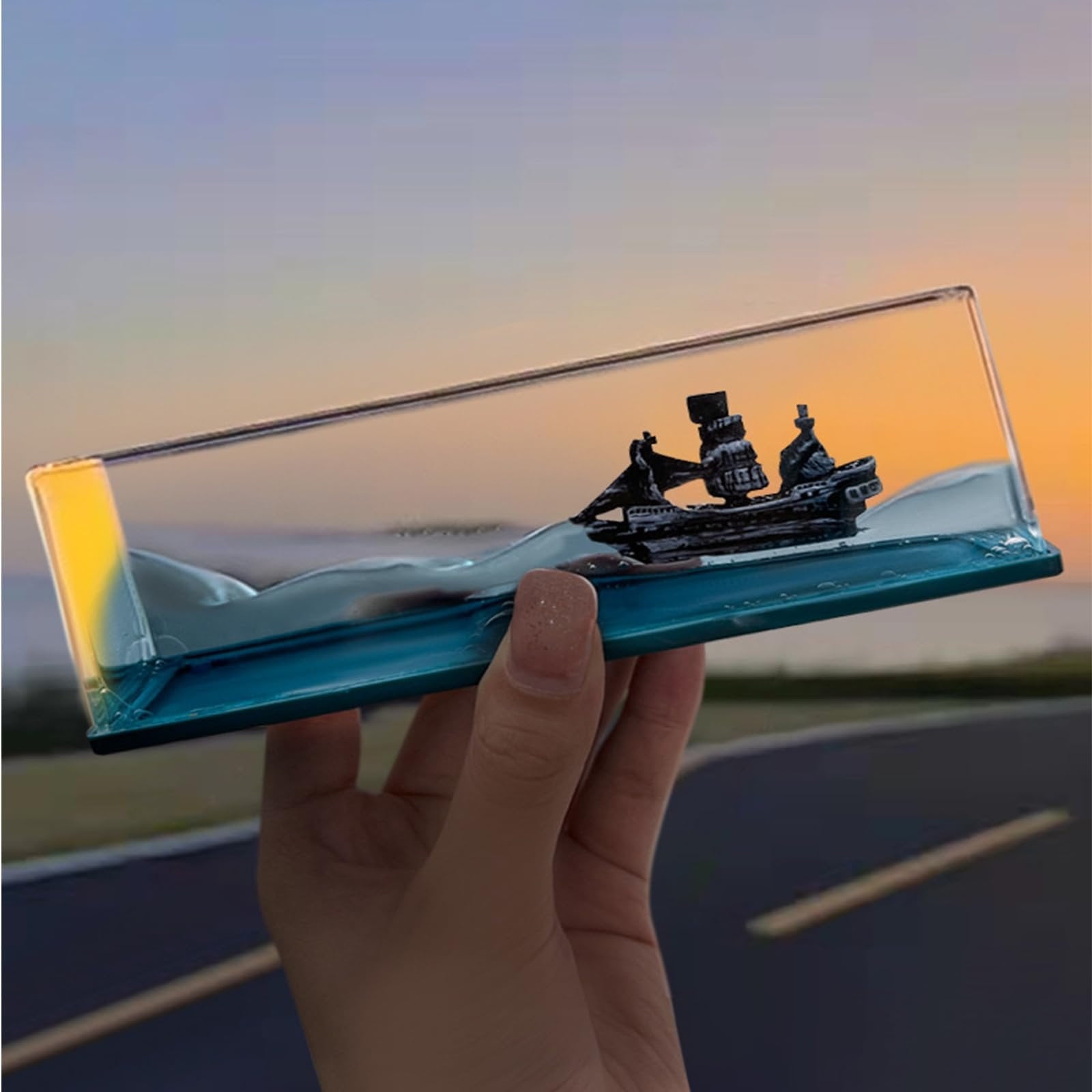 Leodye Ghost Ship Pearl Ship Fluid Drifting Bottle,Desktop Decoration ...