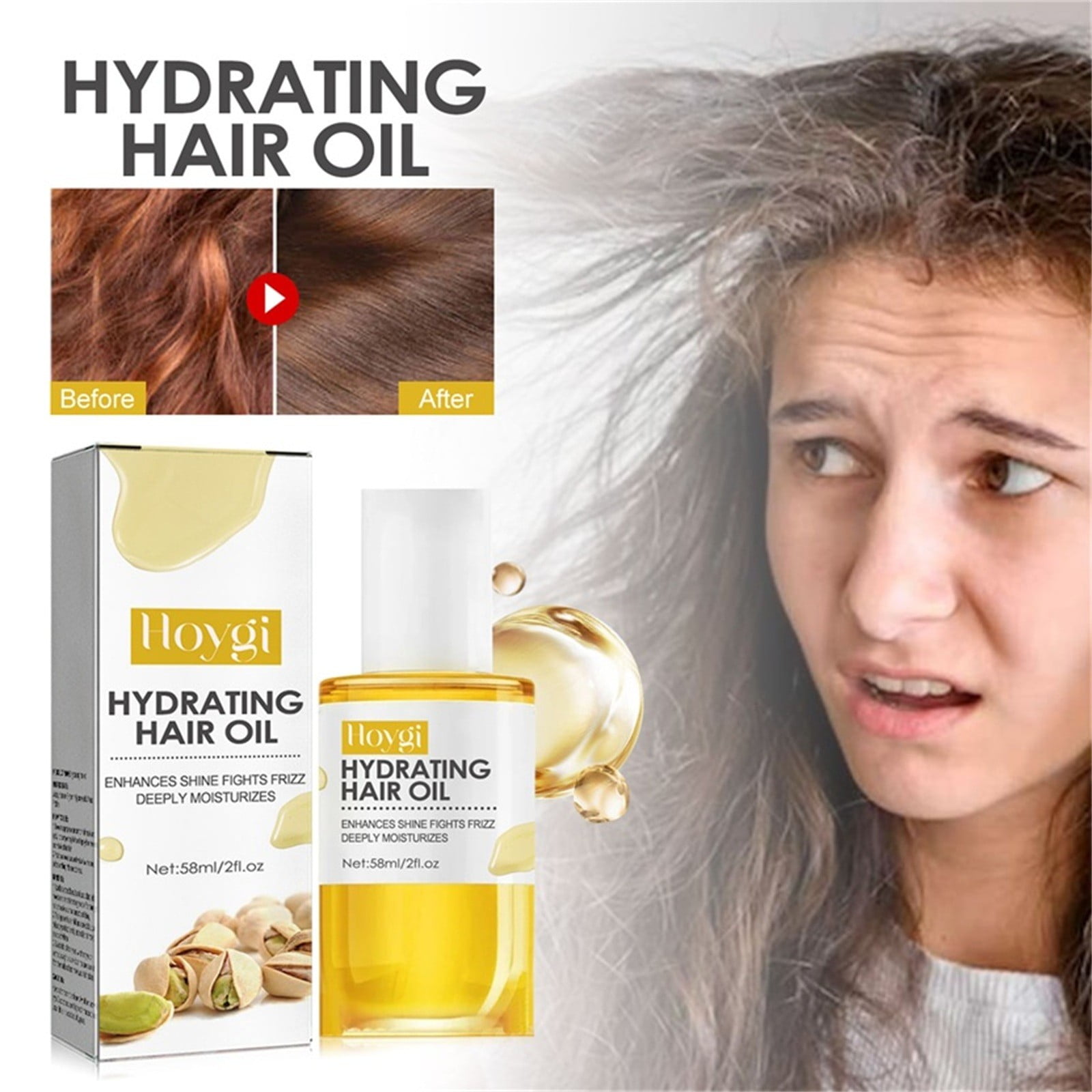 Leodye Hair Heat Protectant Oil for Frizz Control 1.96fl.oz - Adds Hair ...