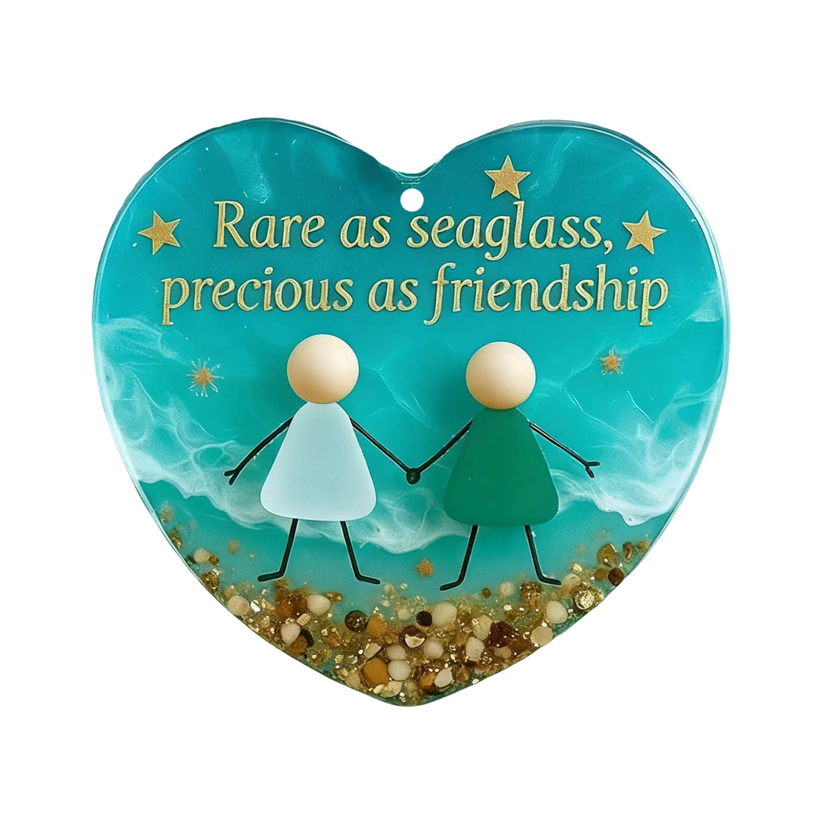 Leodye Heart-Shaped Sea Glass Friendship Ornament, Christmas Tree ...