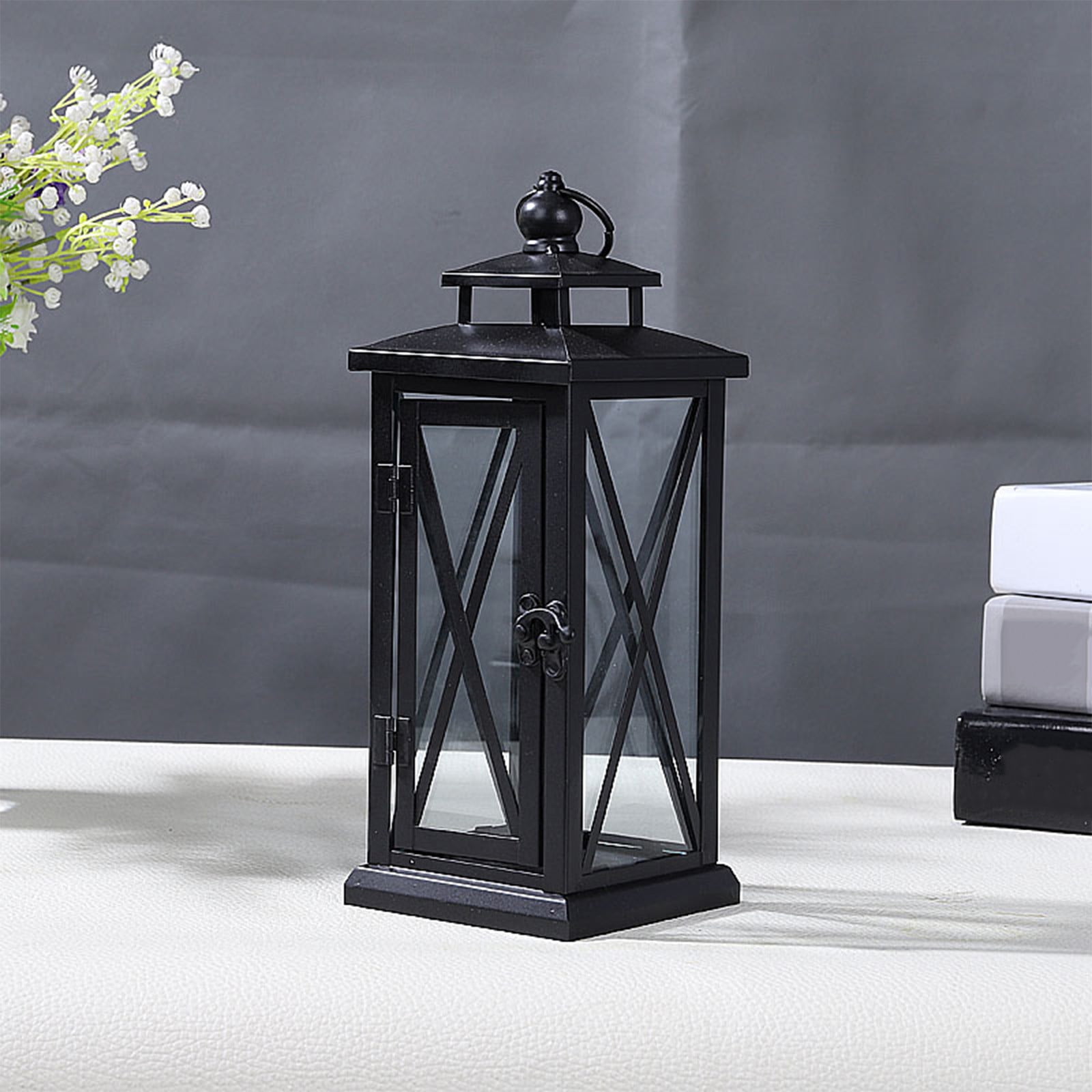 Leodye Iron Glass Candle Holder, Outdoor Windproof Floor Lamp Base ...