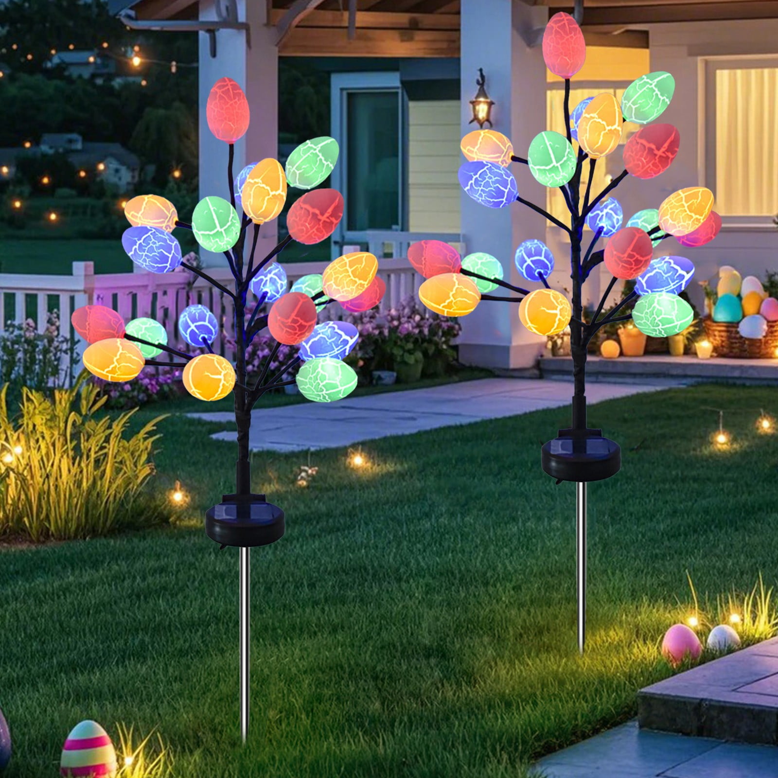 Leodye Outdoor Solar Easter Decoration 2 Sets LED Easter Eggs Street ... Leodye Outdoor Solar Easter Decoration 2 Sets LED Easter Eggs Street ...