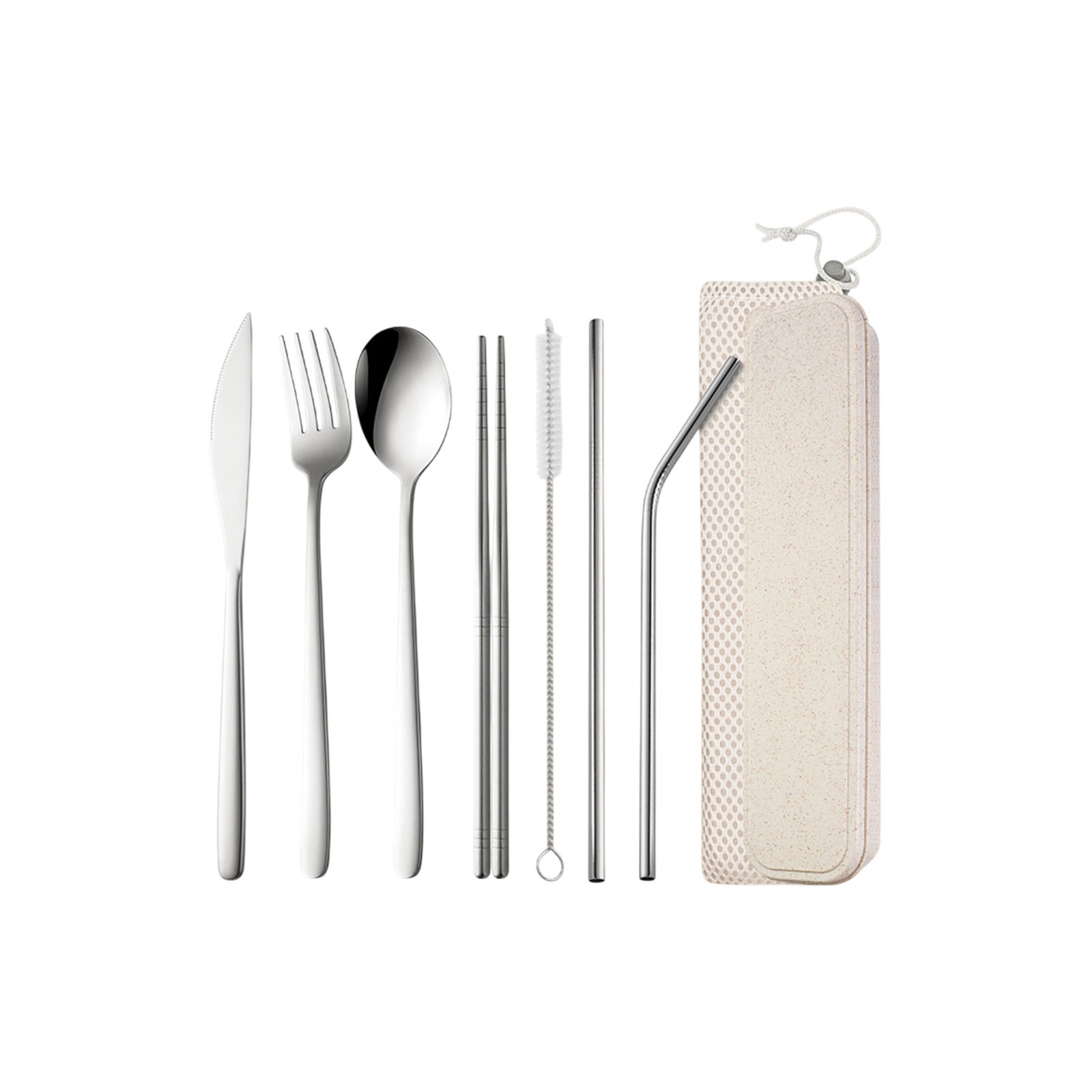 Leodye Portable Utensils, Travel Camping Cutlery Set, 7-Piece including ...