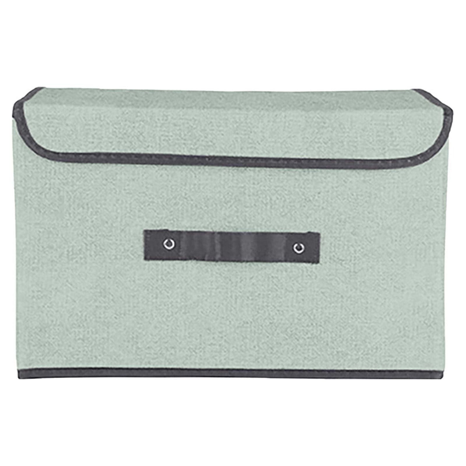 Leodye Small Storage Boxes with Lids 2 Pack Linen Collapsible Cube ...