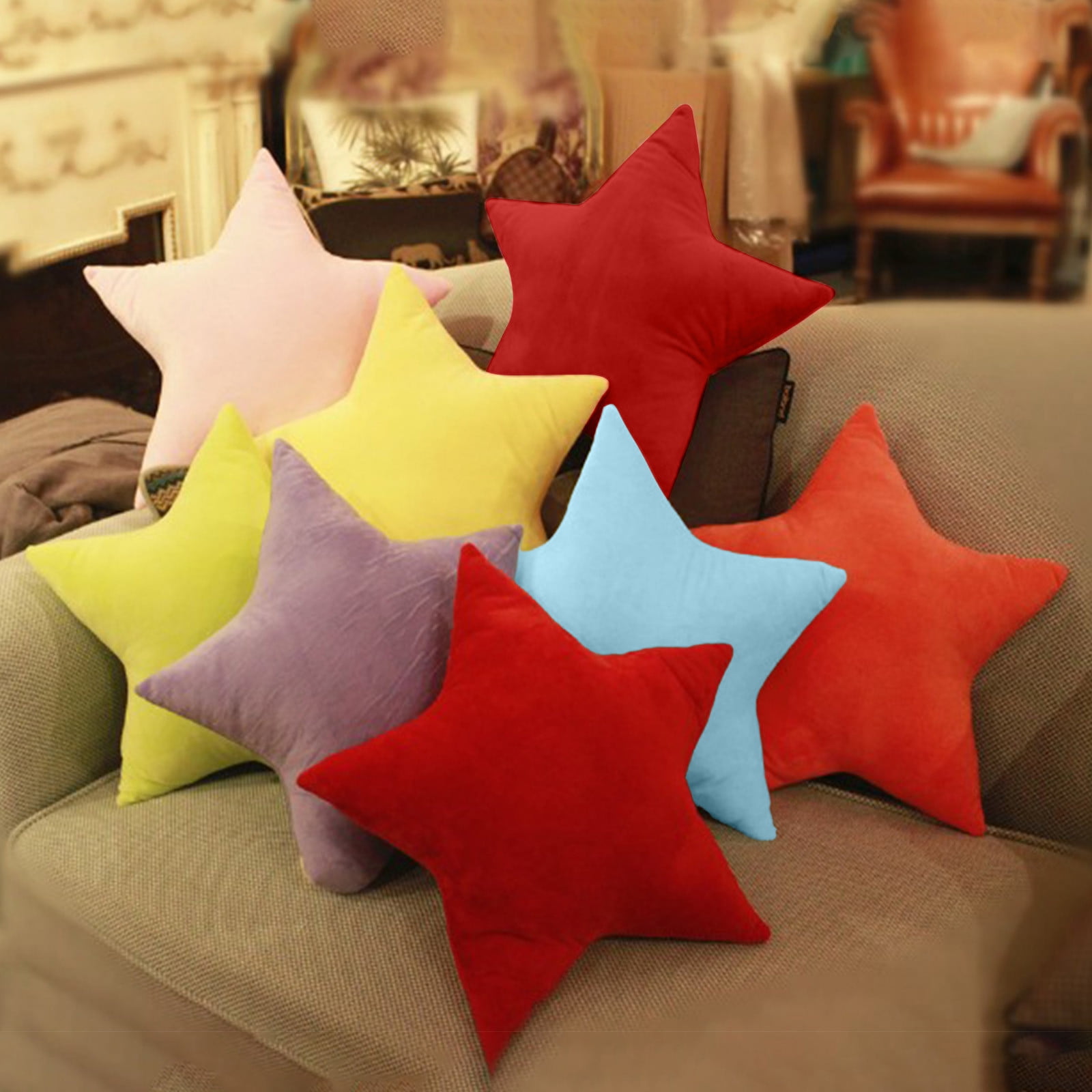 Leodye Solid ColorStar Pillow Plush, Stuffed Star Shaped Pillow Cute ...